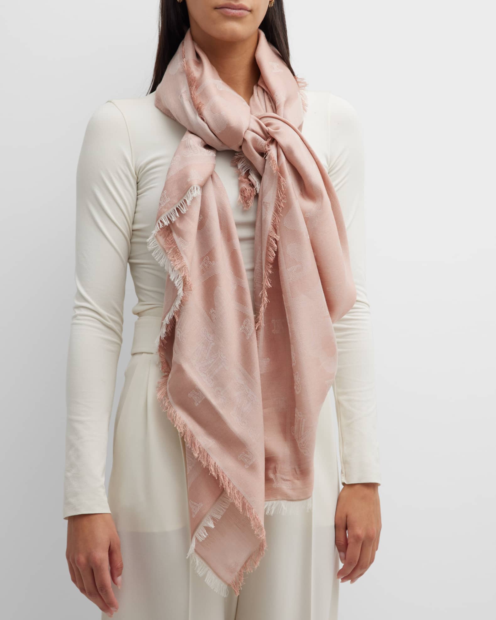 Max Mara Gastone Jacquard Silk-Cotton Scarf | Neiman Marcus