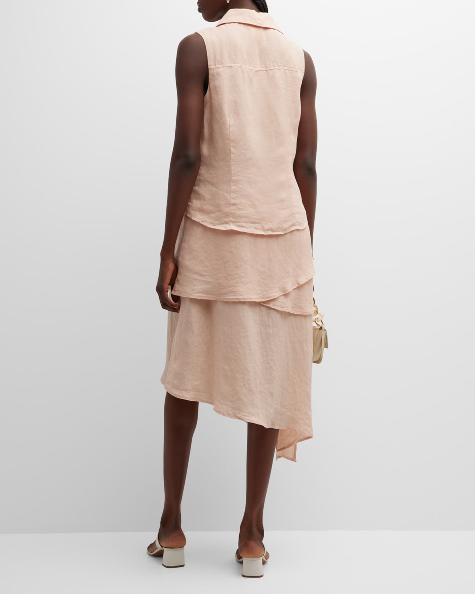 Finley Jasmine Tiered Sleeveless Linen Midi Dress | Neiman Marcus