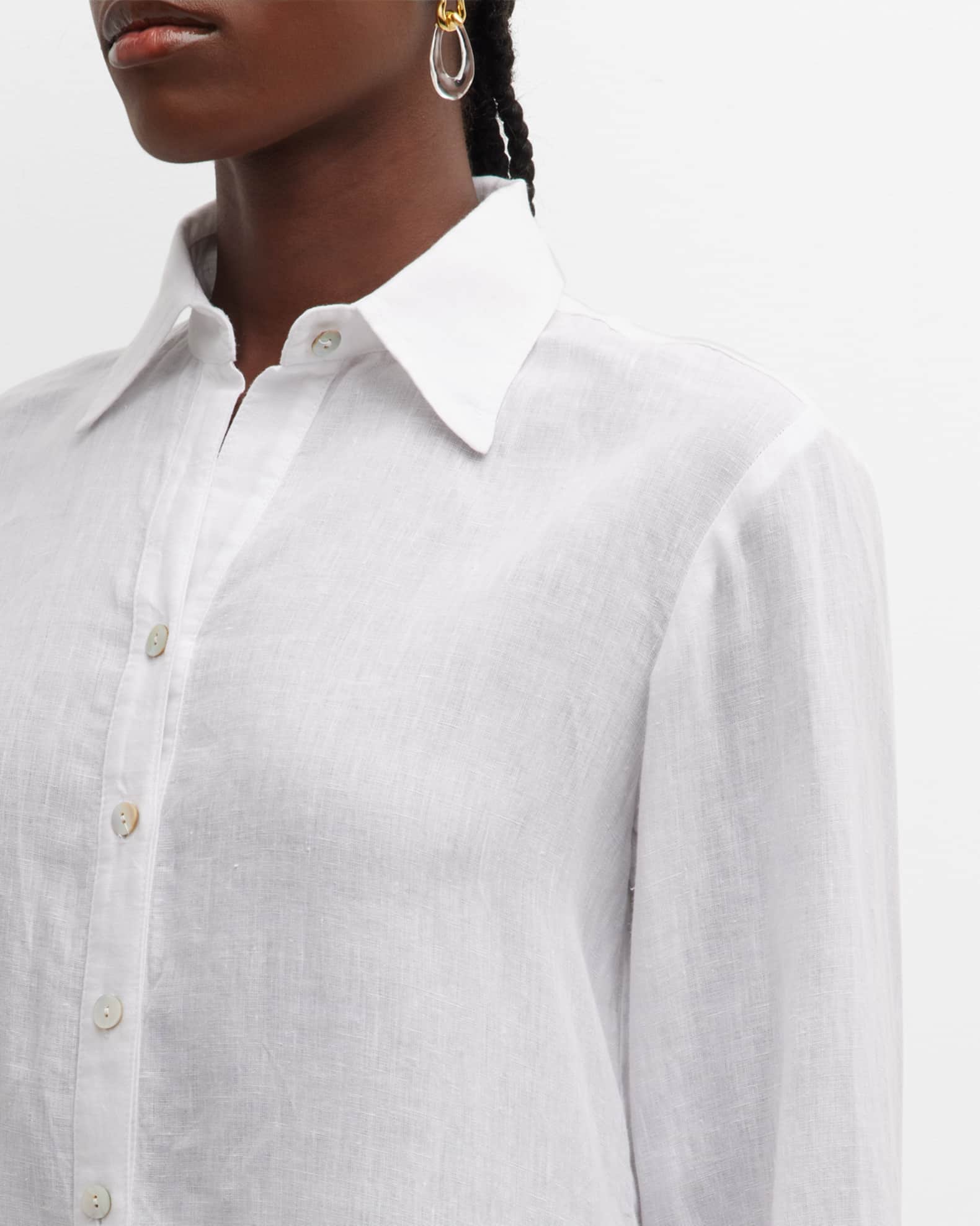 Finley Monica Oversized Linen Boyfriend Shirt | Neiman Marcus