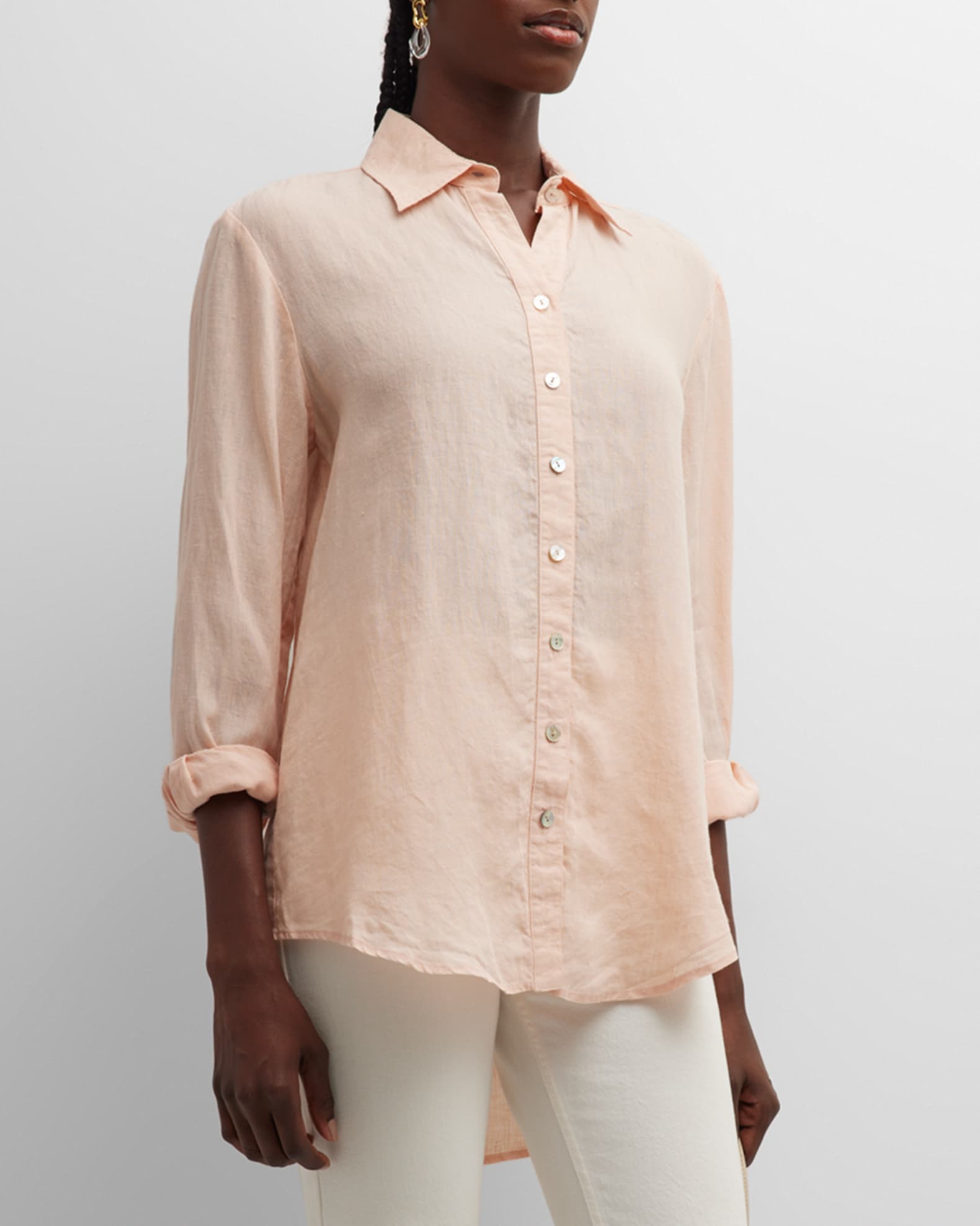 Finley Monica Oversized Linen Boyfriend Shirt | Neiman Marcus