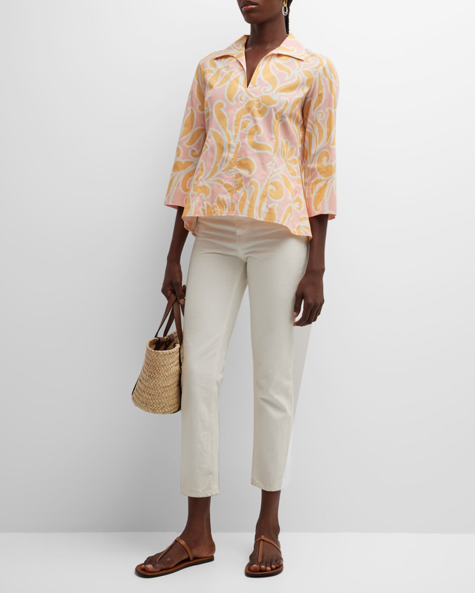 Finley Abstract-Print Cotton Swing Top | Neiman Marcus