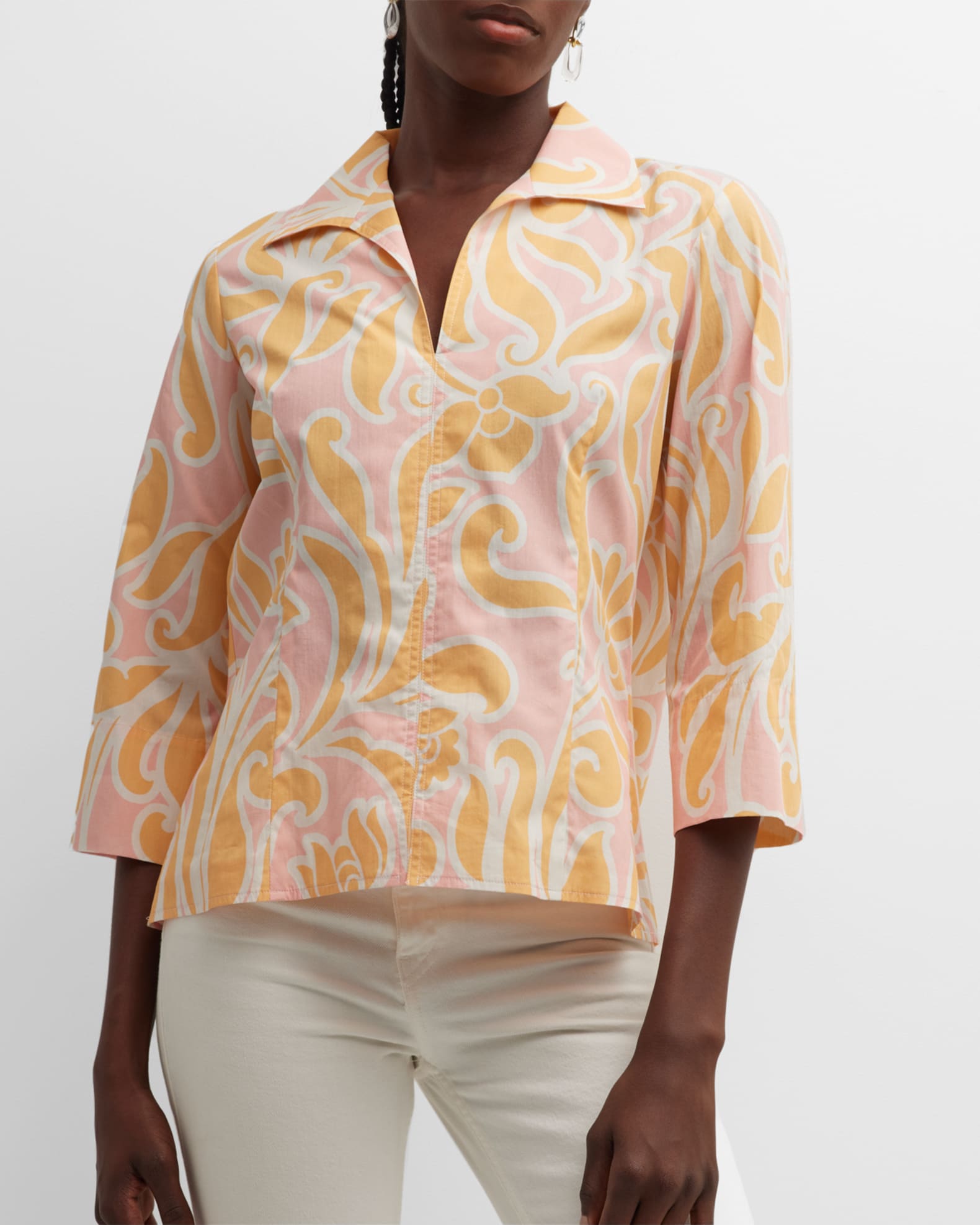 Finley Abstract-Print Cotton Swing Top | Neiman Marcus