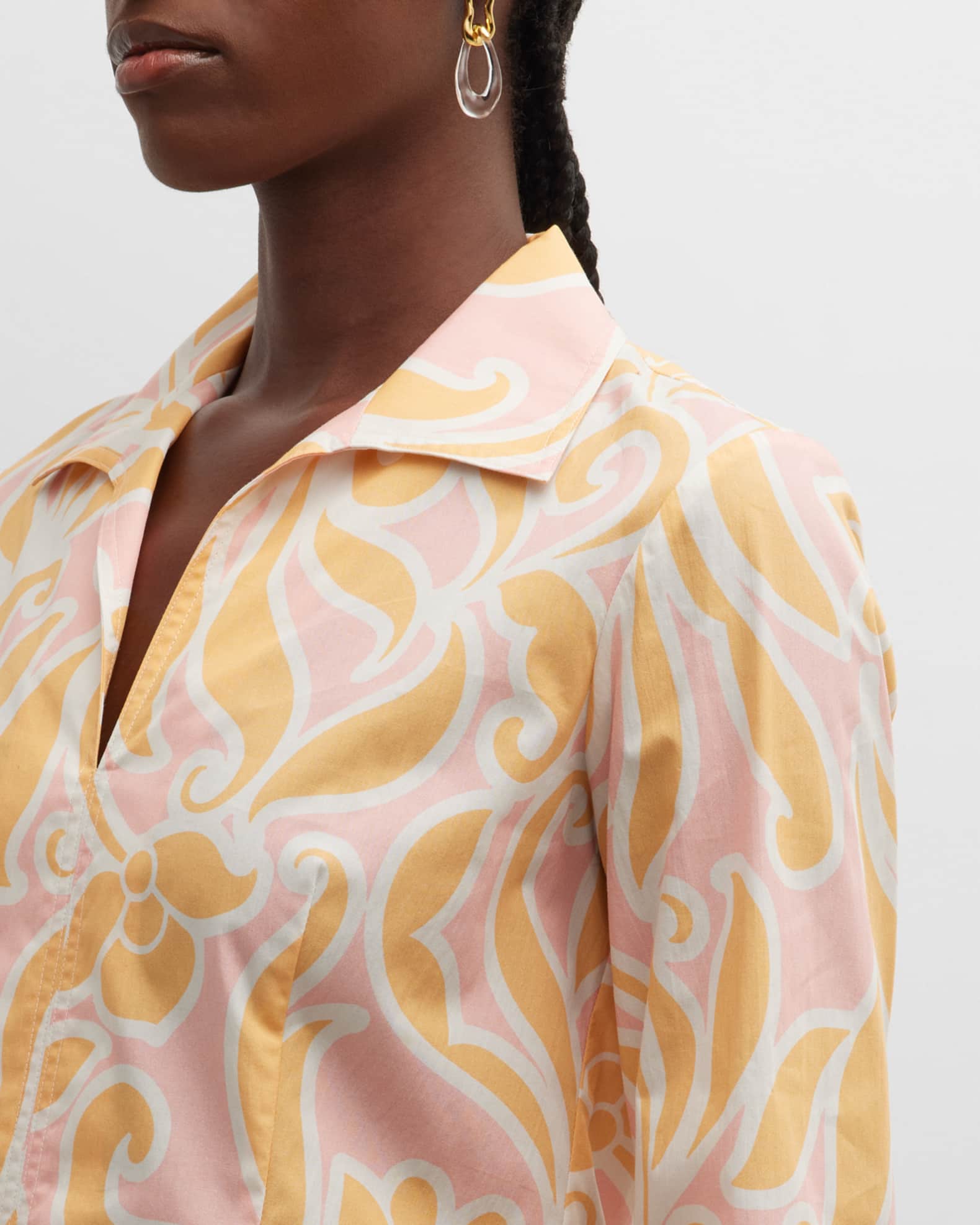 Finley Abstract-Print Cotton Swing Top | Neiman Marcus