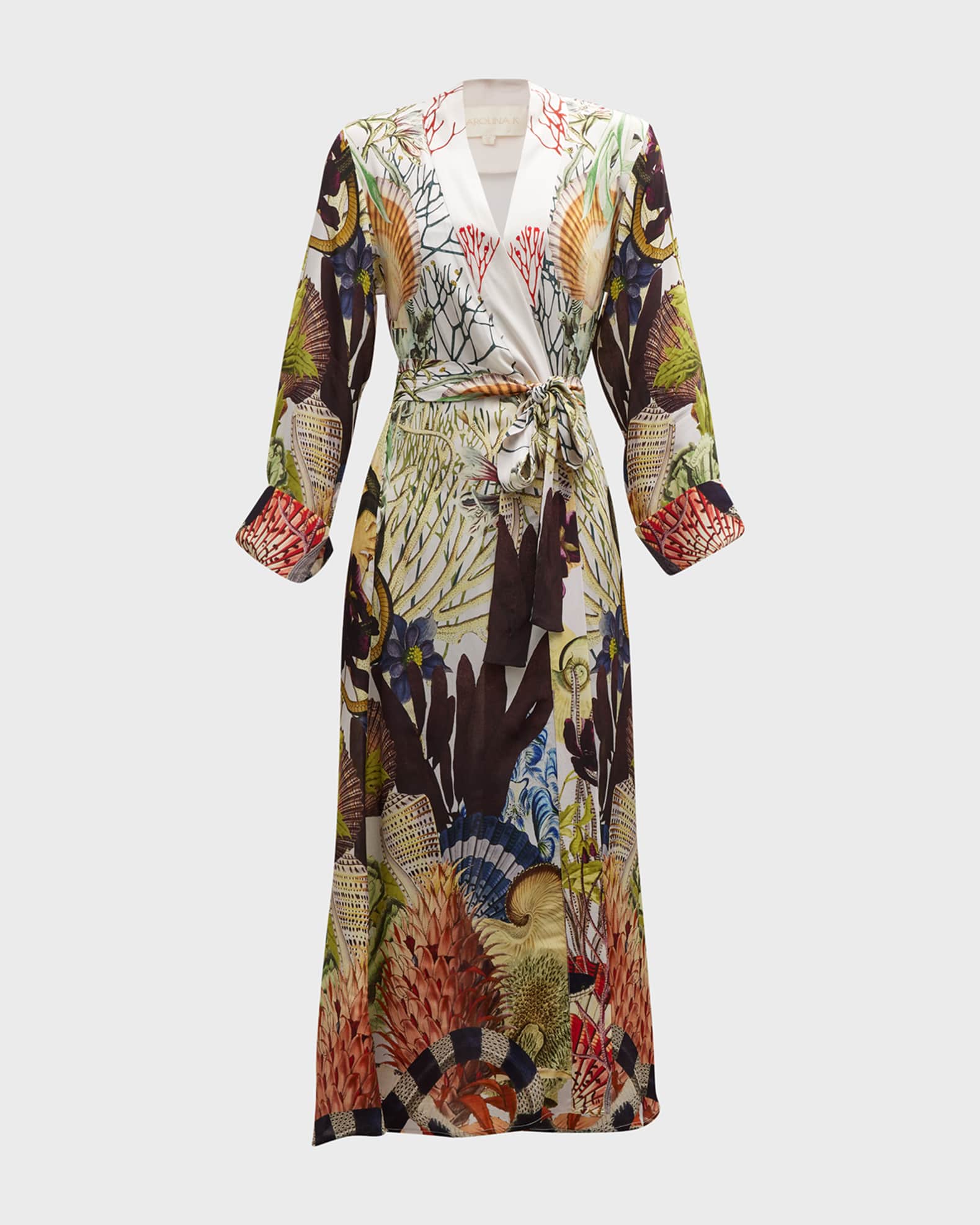 Carolina K Nico Coral-Print Robe | Neiman Marcus