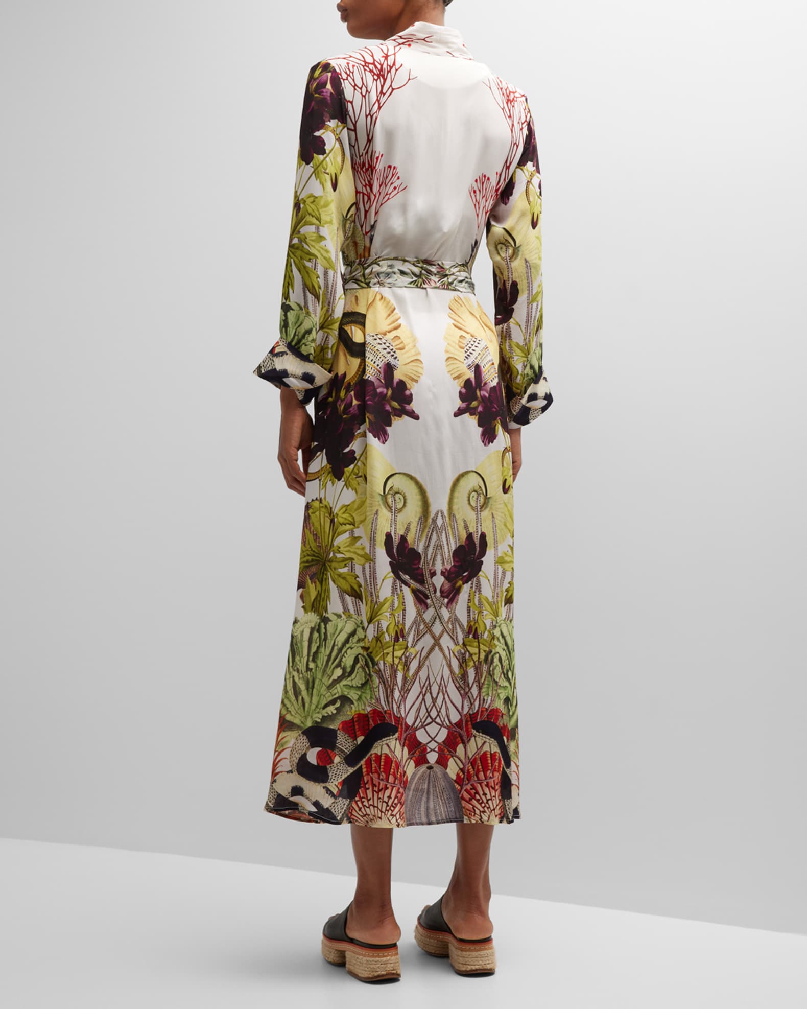 Carolina K Nico Coral-Print Robe | Neiman Marcus