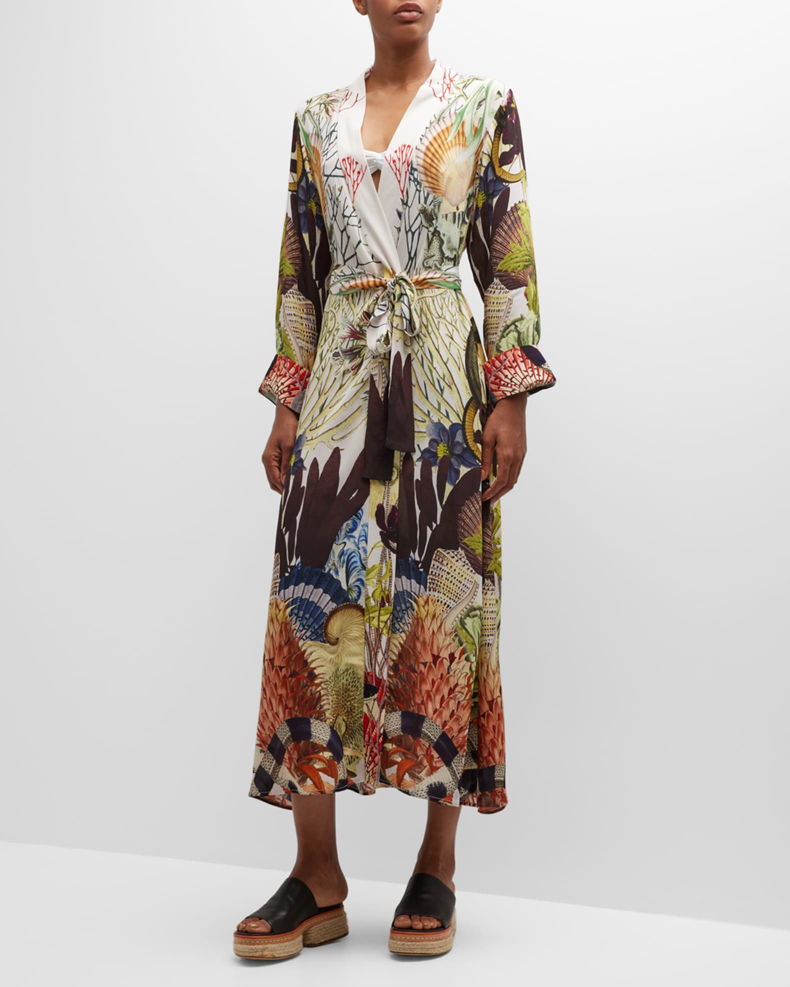 Carolina K Nico Coral-Print Robe | Neiman Marcus