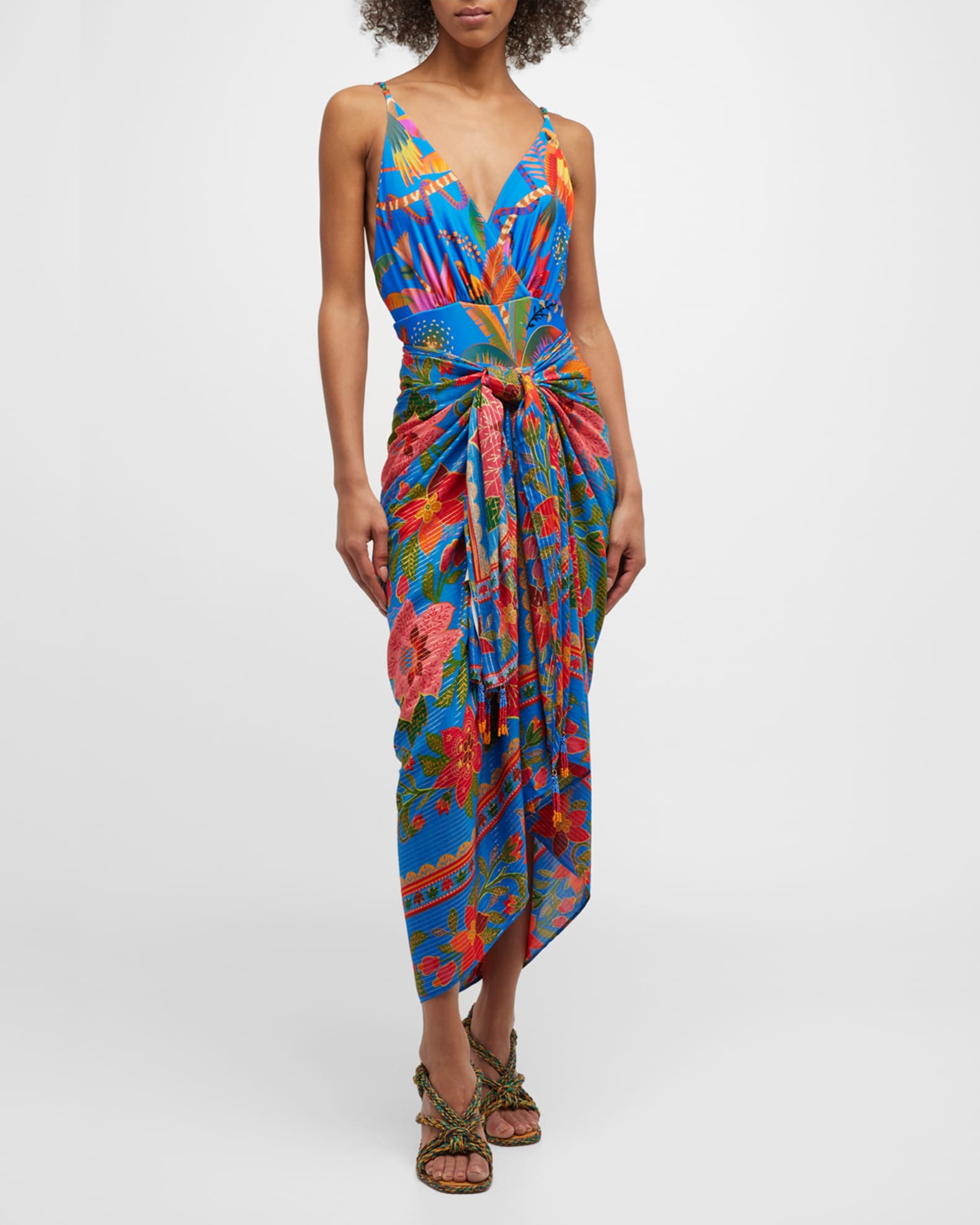 Farm Rio Blue Tropical Tapestry Sarong Coverup | Neiman Marcus