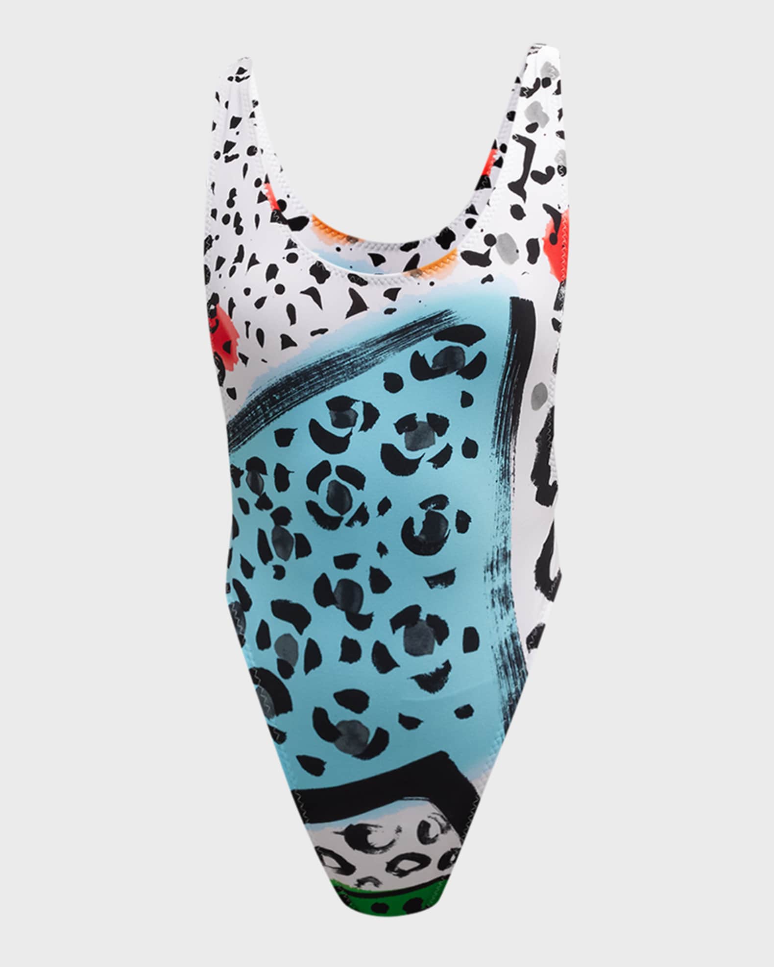 Norma Kamali Animal Patch Marissa One-Piece Swimsuit | Neiman Marcus
