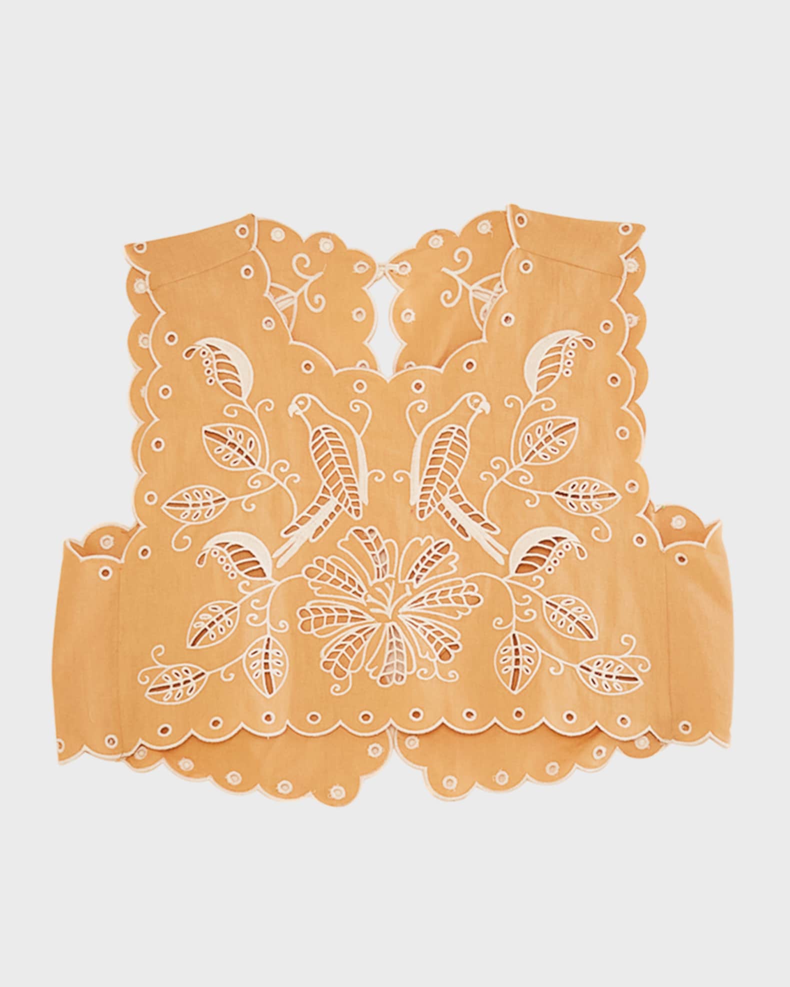 Farm Rio Sand Richilieu Embroidery Sleeveless Crop Top | Neiman Marcus