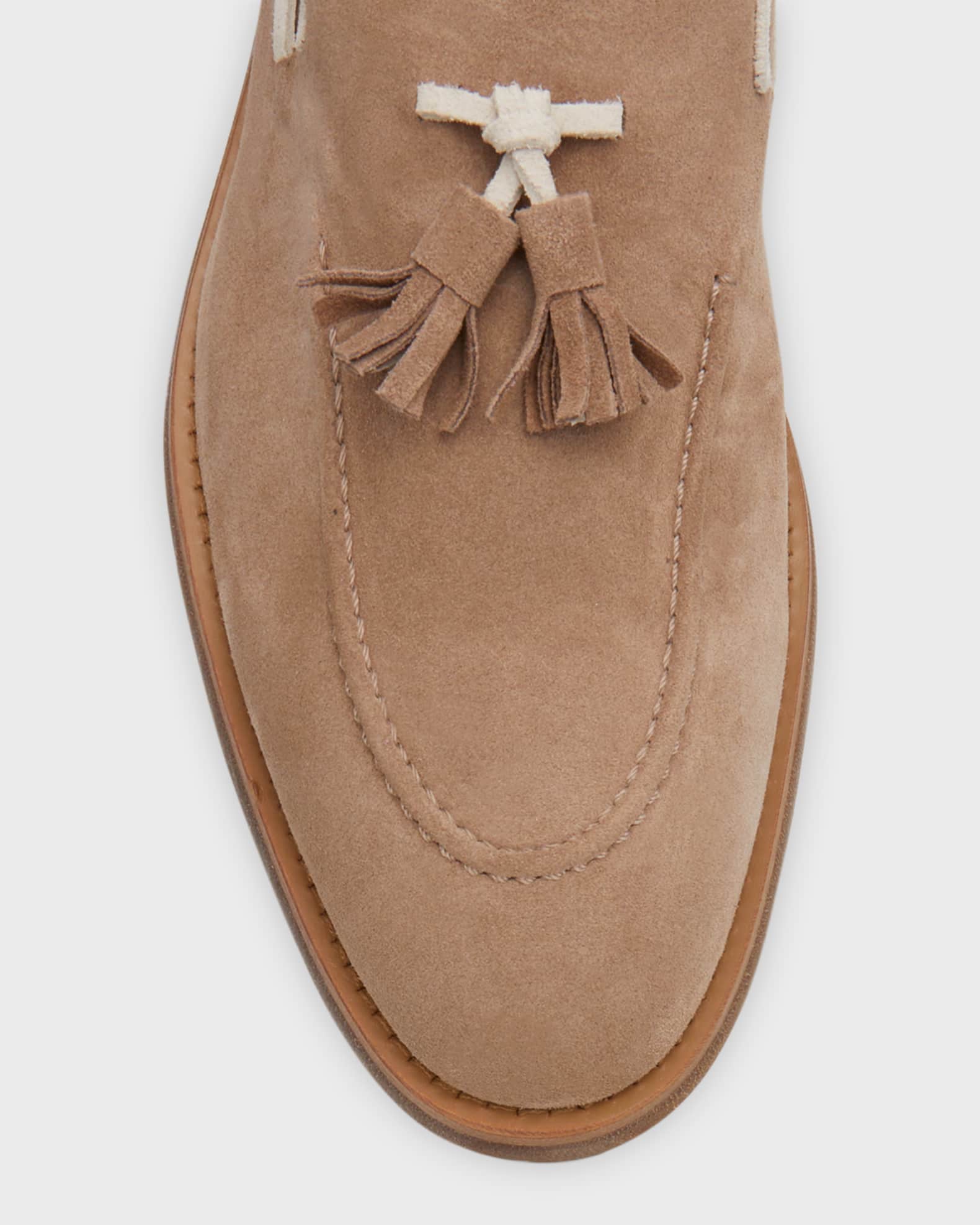 Brunello Cucinelli Men's Suede Tassel Loafers | Neiman Marcus