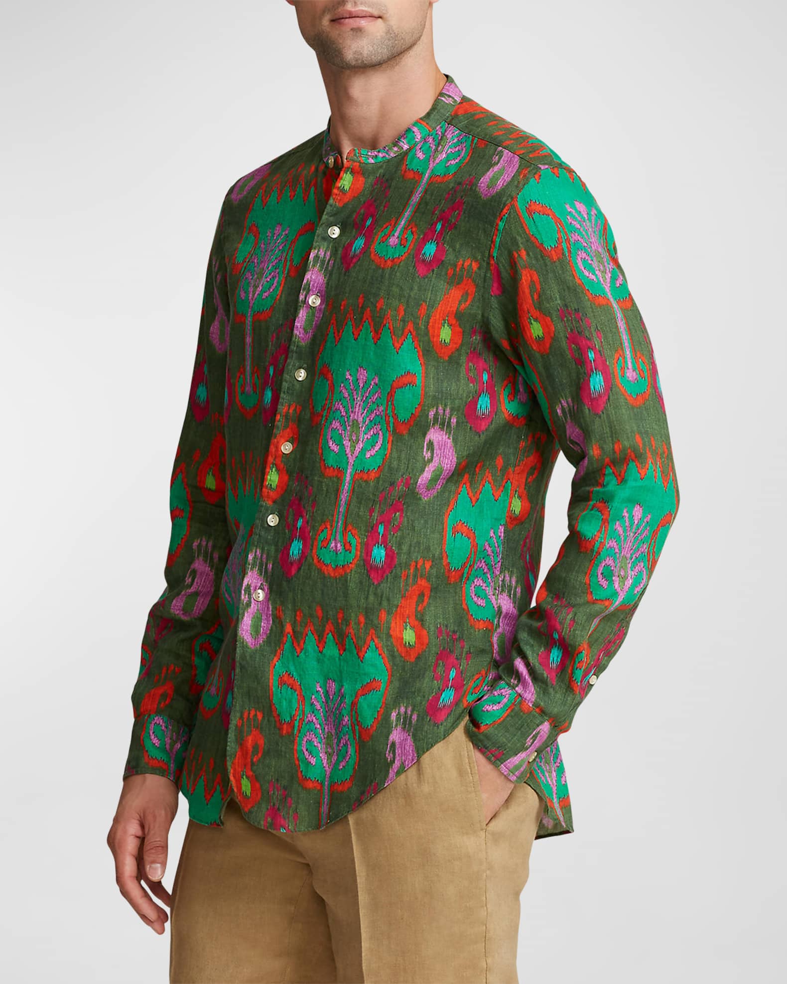 Ralph Lauren Purple Label Men's Sahara Band-Collar Sport Shirt | Neiman ...