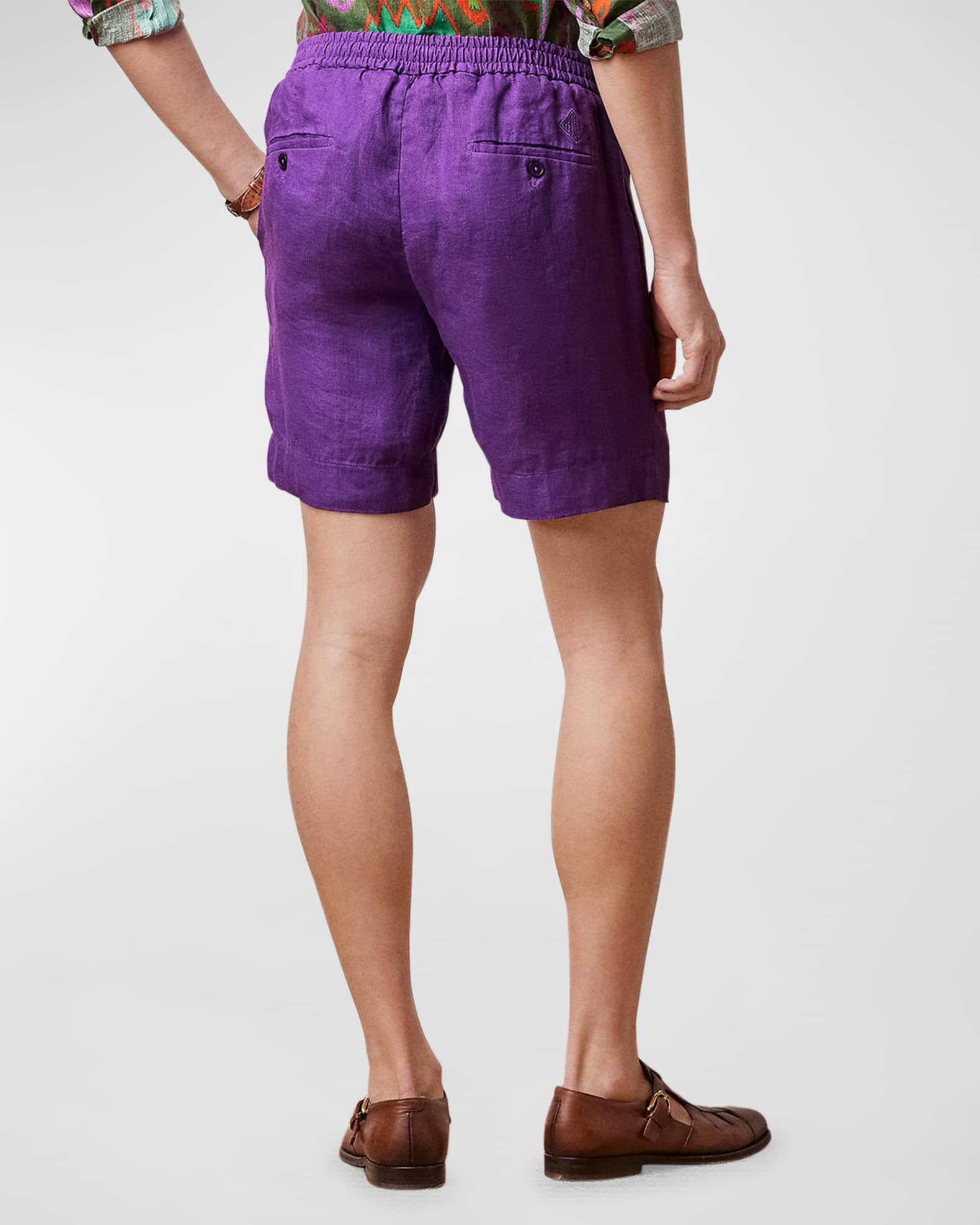 Ralph Lauren Purple Label Men's Dorset Pleated Linen Shorts | Neiman Marcus