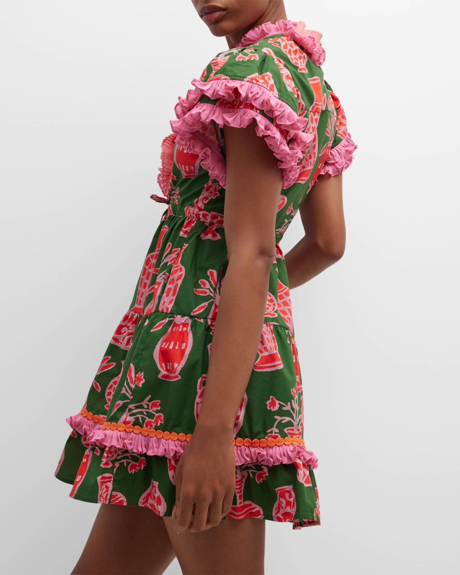 CELIAB Pitambari Tiered Ruffle-Trim Mini Dress | Neiman Marcus