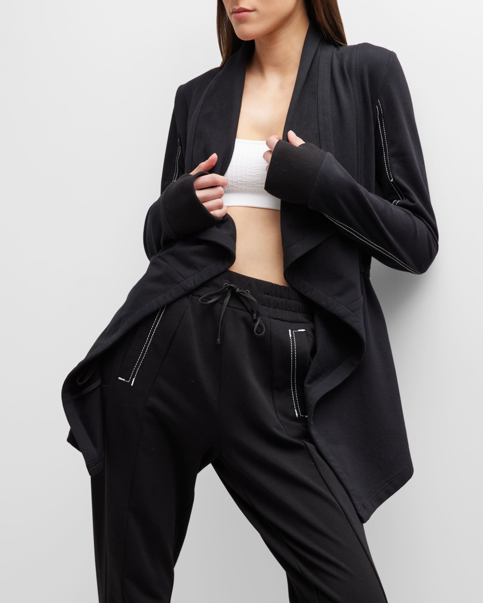 Blanc Noir Yolo Drape-Front Jacket | Neiman Marcus