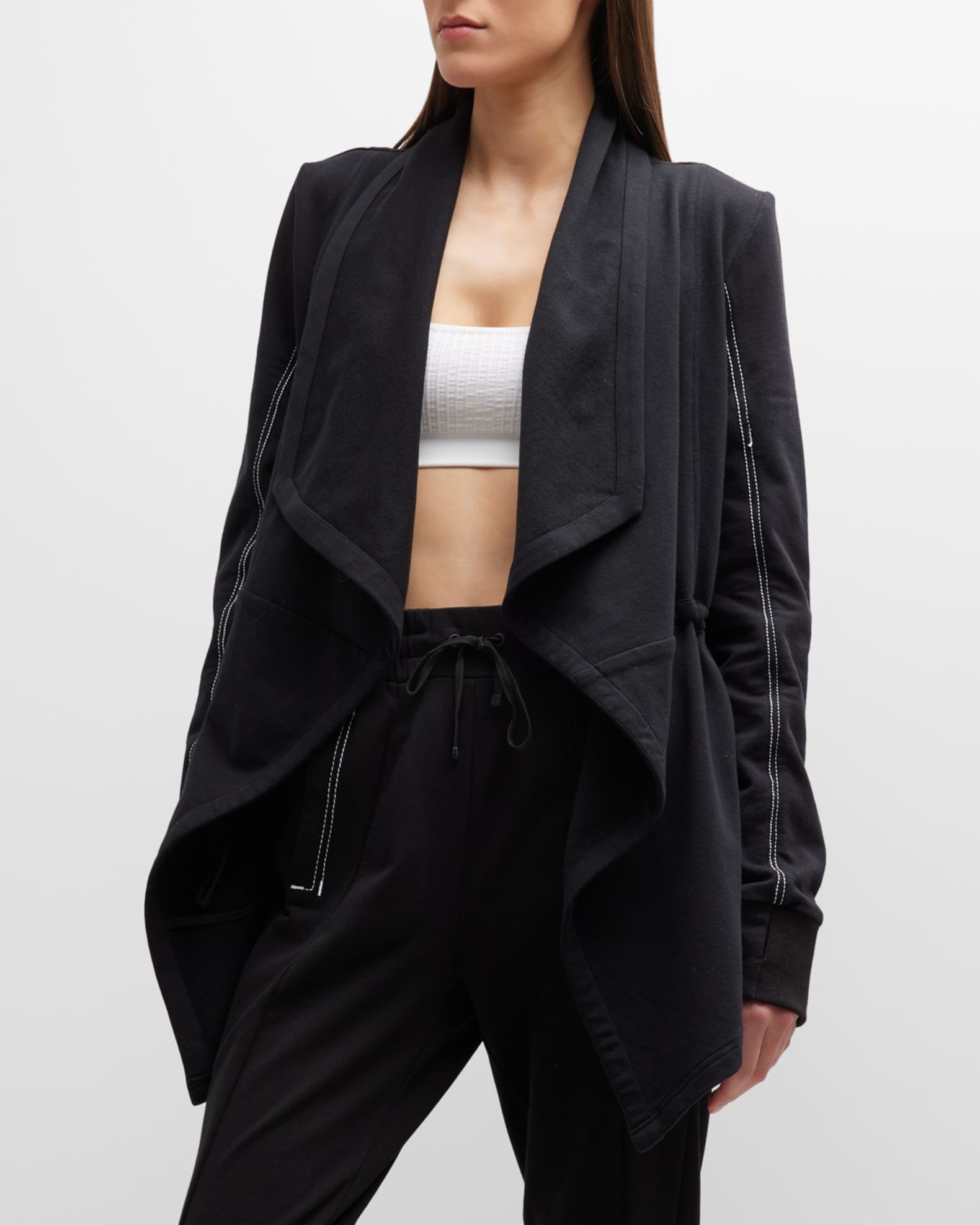 Blanc Noir Yolo Drape-Front Jacket | Neiman Marcus