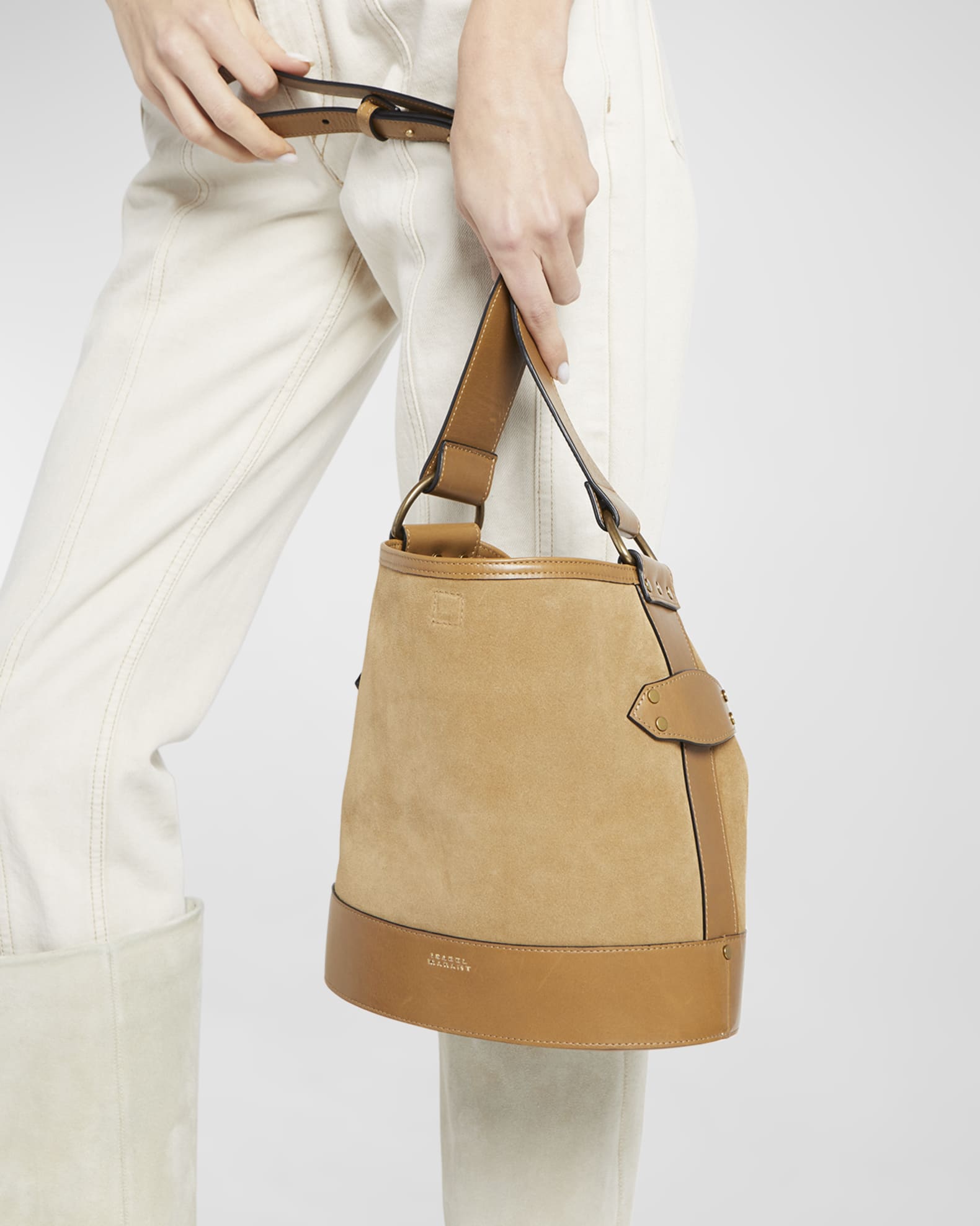 Isabel Marant Samara Suede & Leather Bucket Bag | Neiman Marcus
