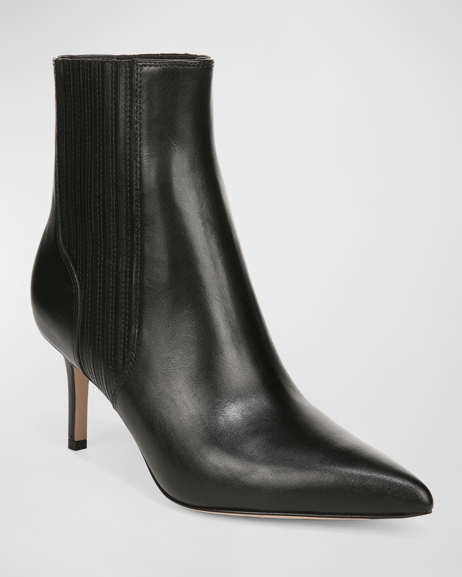Veronica Beard Lisa Pleated Leather Ankle Booties | Neiman Marcus