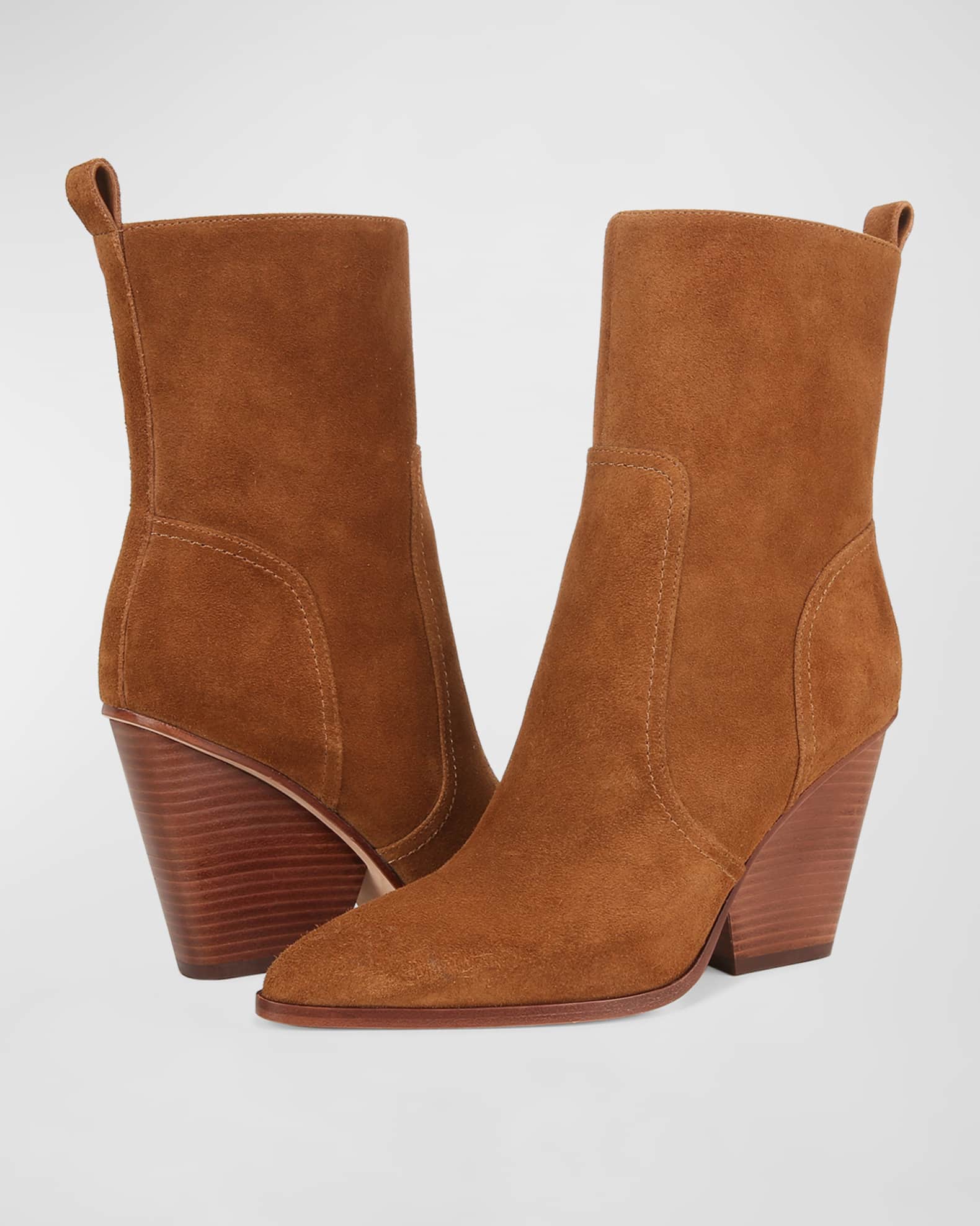 Veronica Beard Logan Suede Zip Ankle Booties | Neiman Marcus