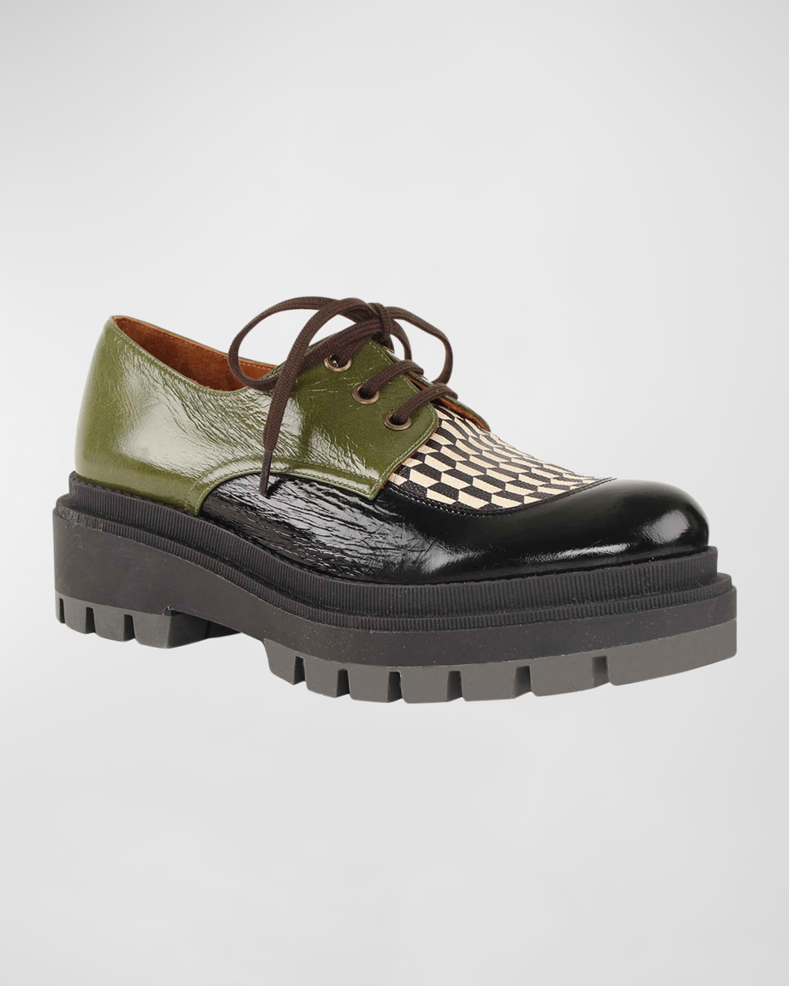 Chie Mihara Wydu Mixed Leather Lug-Sole Loafers | Neiman Marcus
