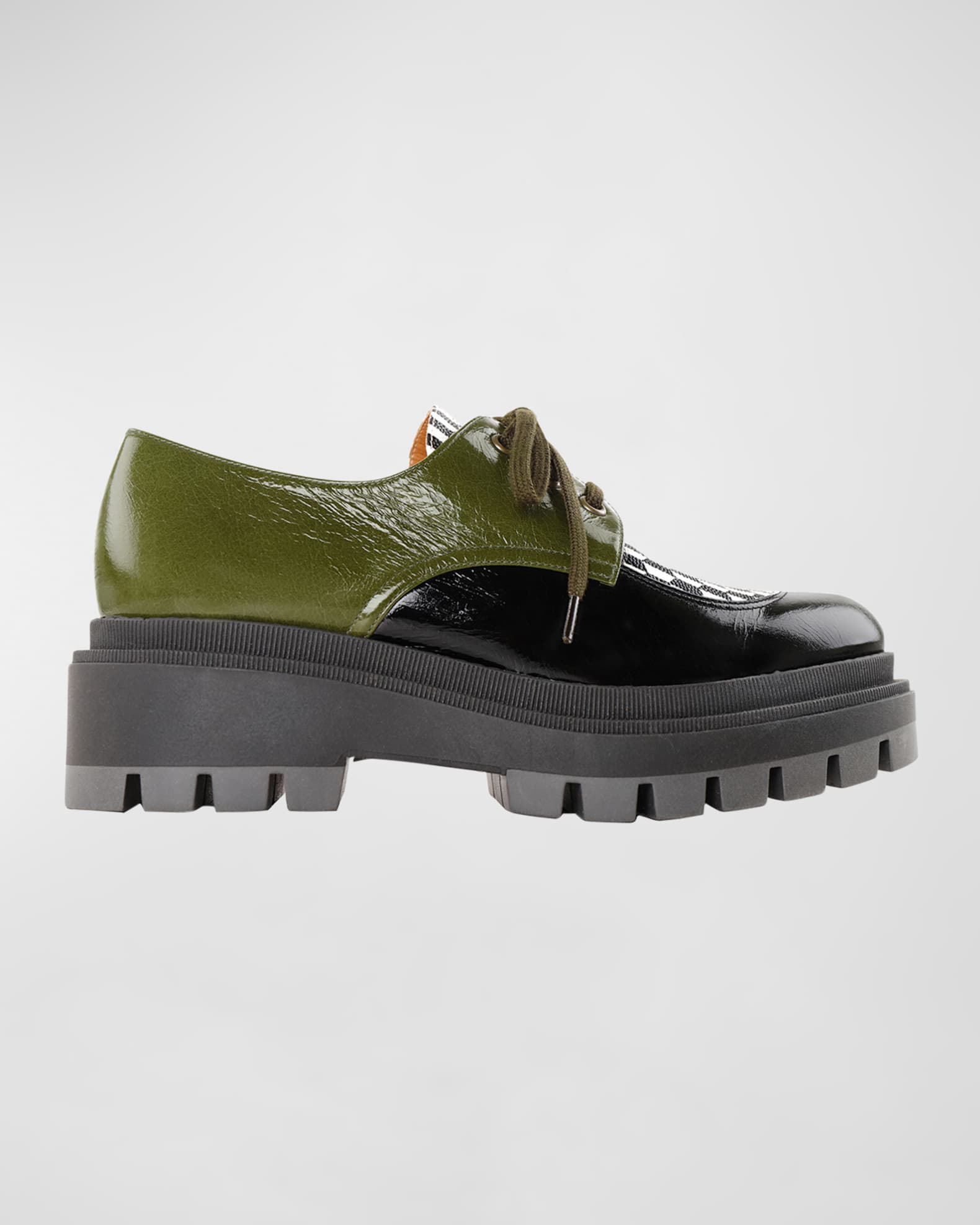 Chie Mihara Wydu Mixed Leather Lug-Sole Loafers | Neiman Marcus