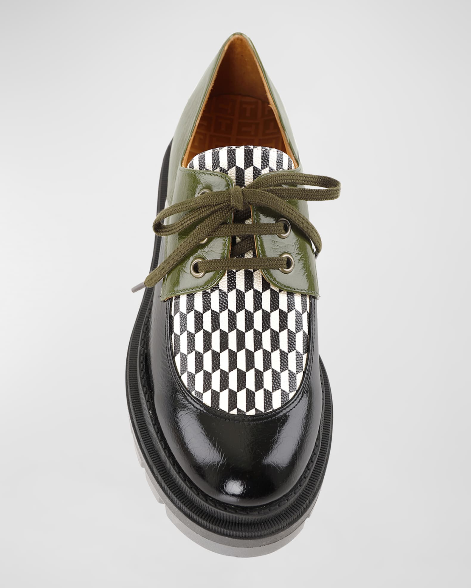 Chie Mihara Wydu Mixed Leather Lug-Sole Loafers | Neiman Marcus