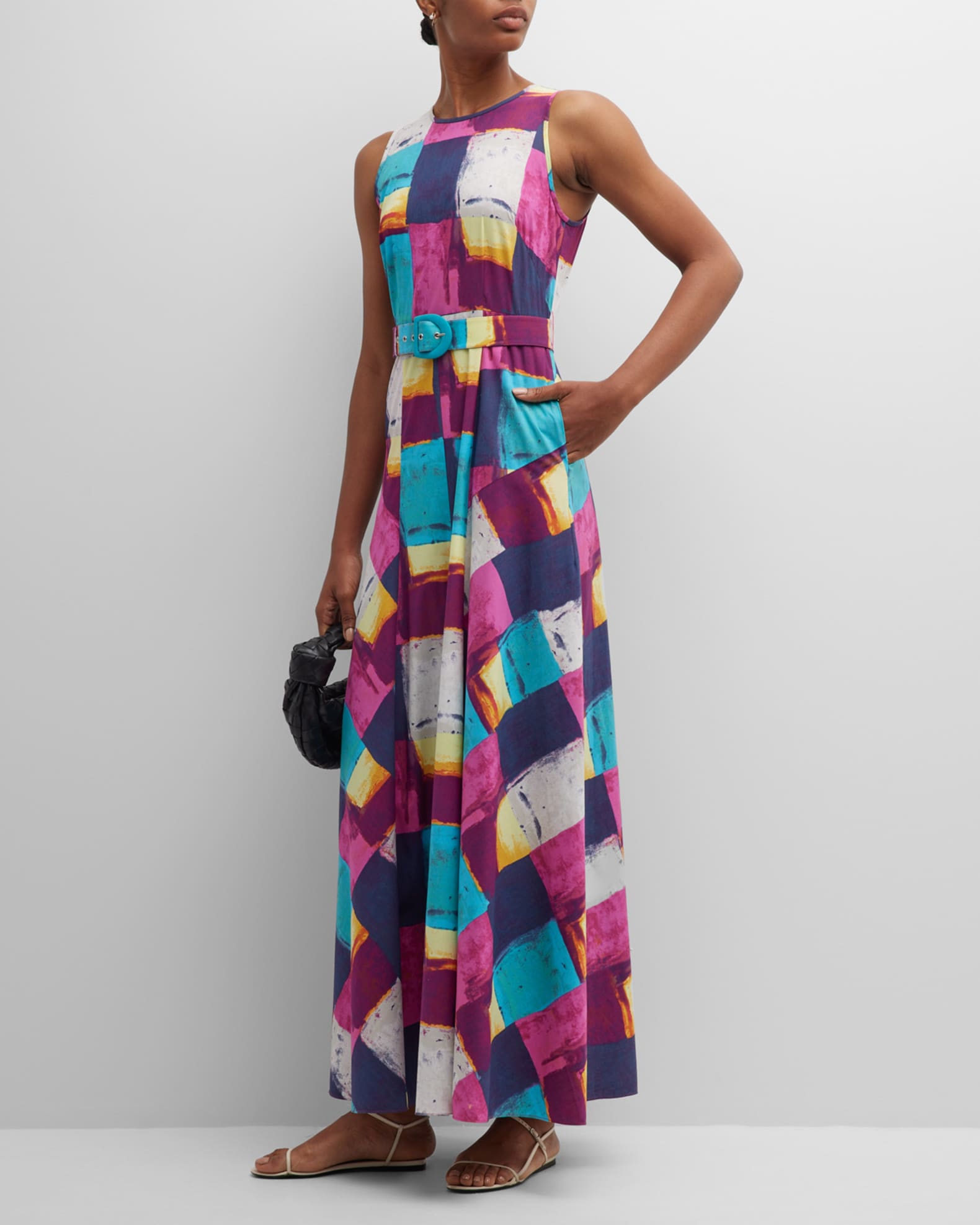 Diane von Furstenberg Elliot Belted Abstract-Print A-Line Maxi Dress ...