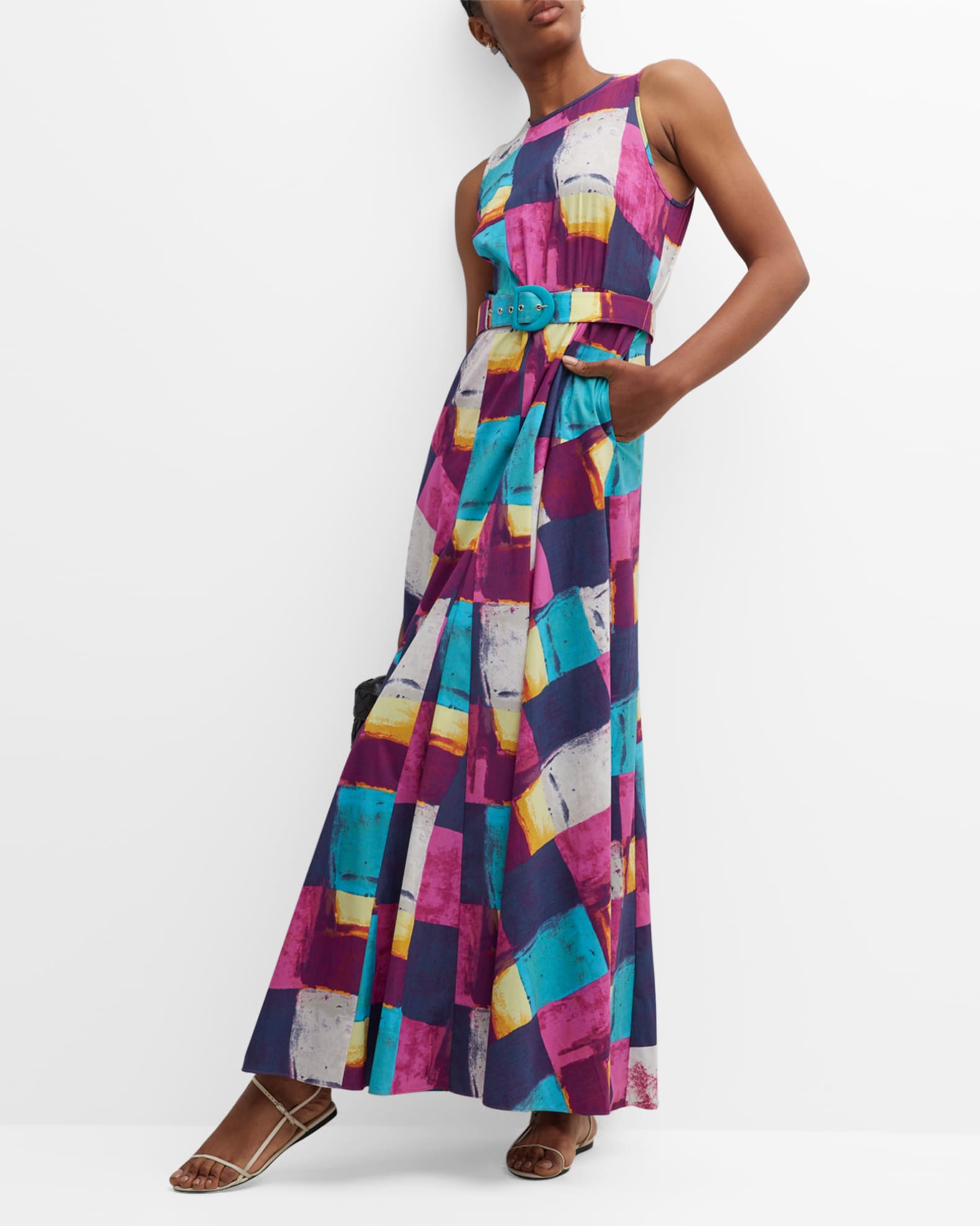 Diane von Furstenberg Elliot Belted Abstract-Print A-Line Maxi Dress ...