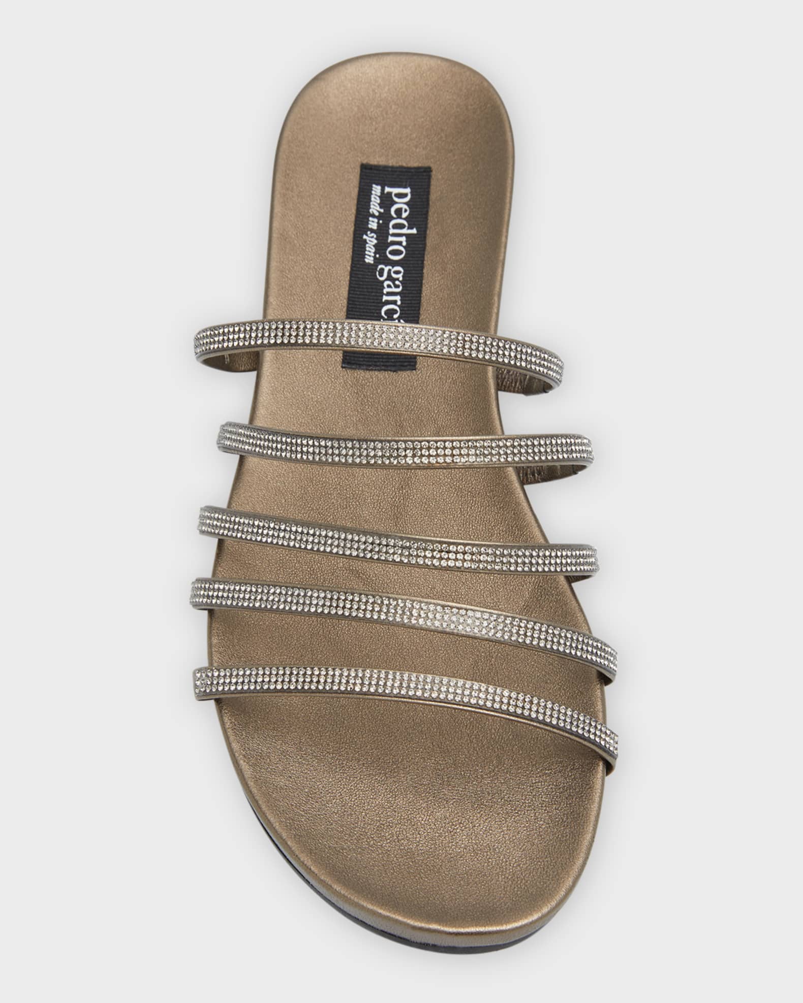 Pedro Garcia Galla Crystal Five-Band Slide Sandals | Neiman Marcus