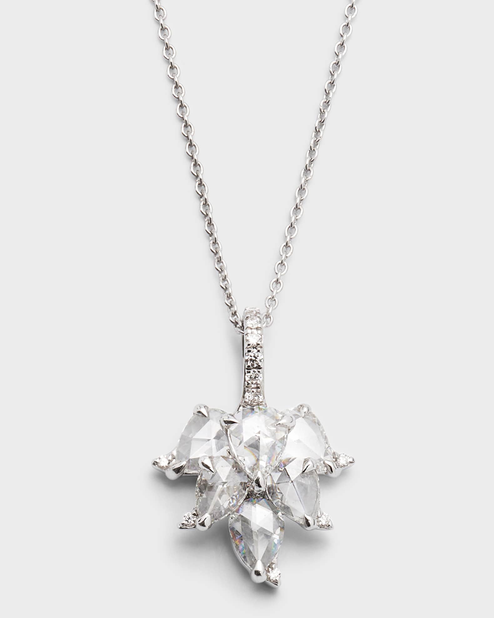 64 Facets 18k White Gold Lotus Diamond Pendant | Neiman Marcus