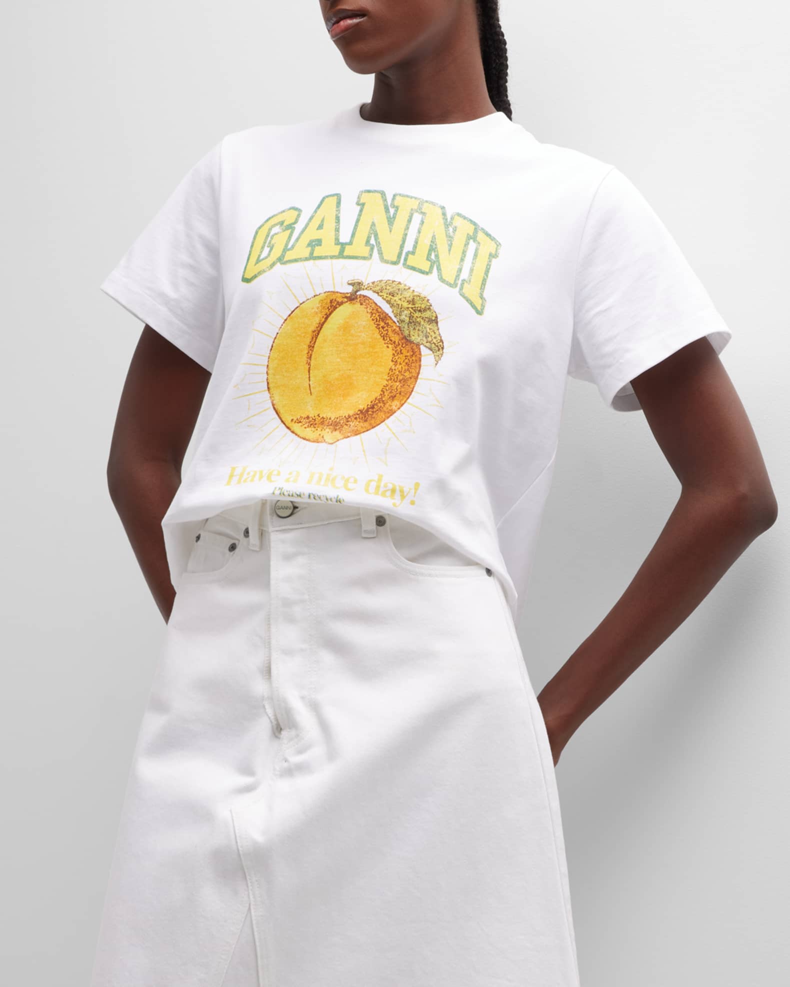 Ganni Basic Jersey Peach T-Shirt | Neiman Marcus