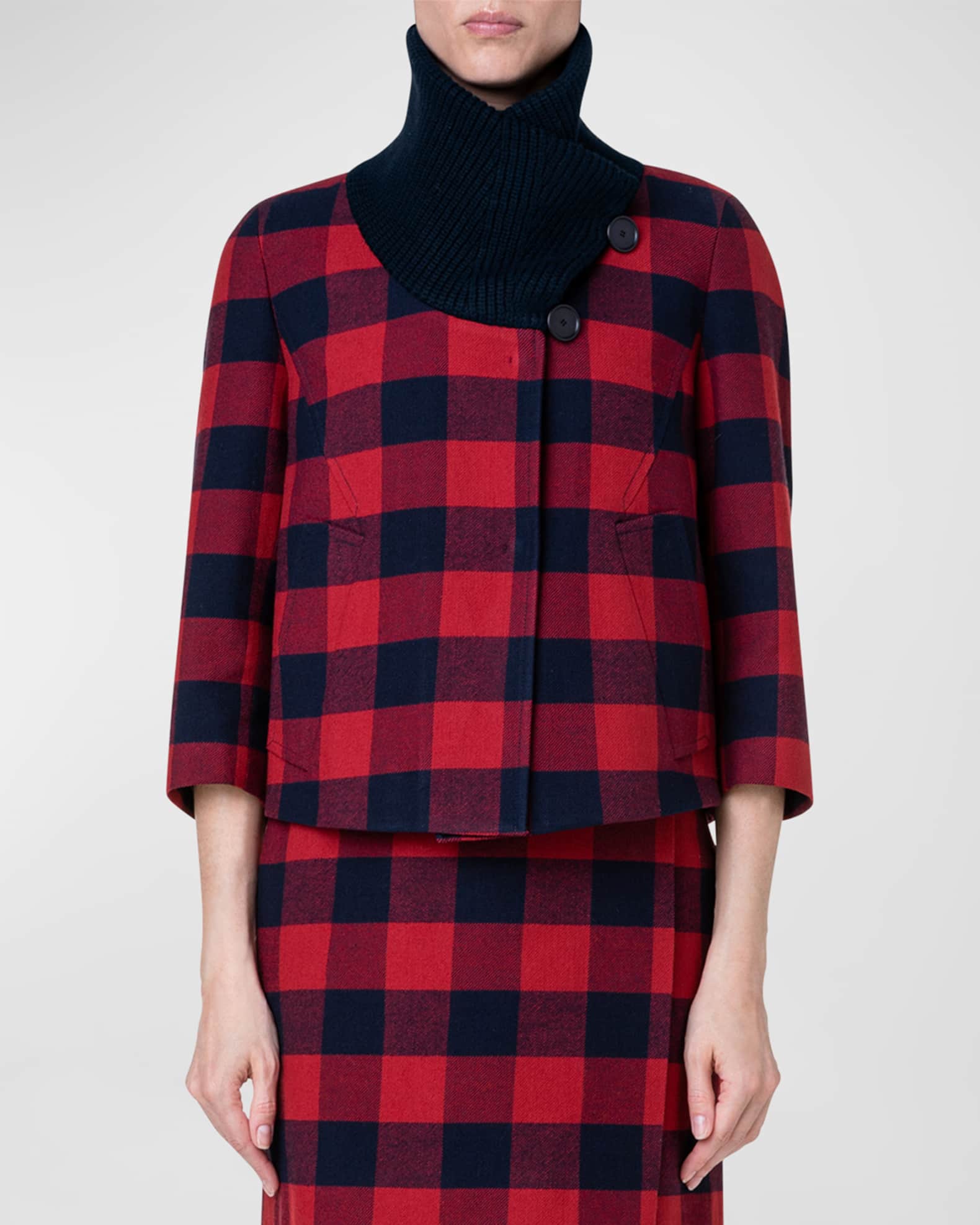 Gingham Wool-Cotton Blend Tweed Collection | Neiman Marcus