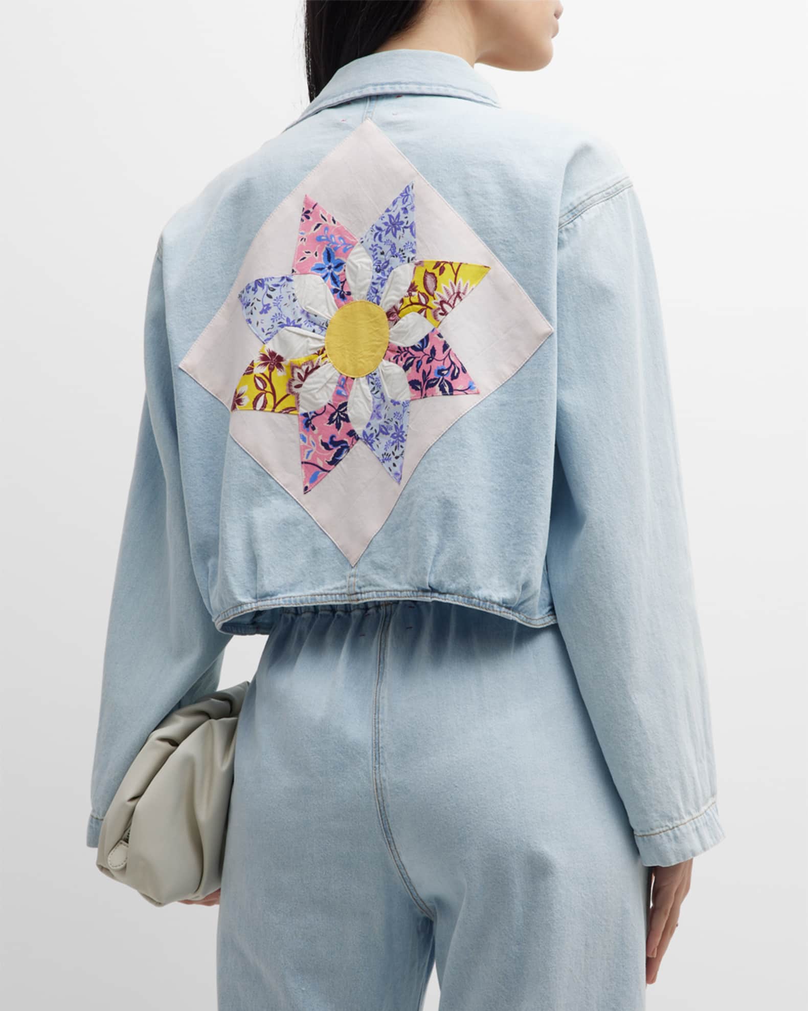 Xirena Haven Daisy Patch Cropped Denim Jacket | Neiman Marcus