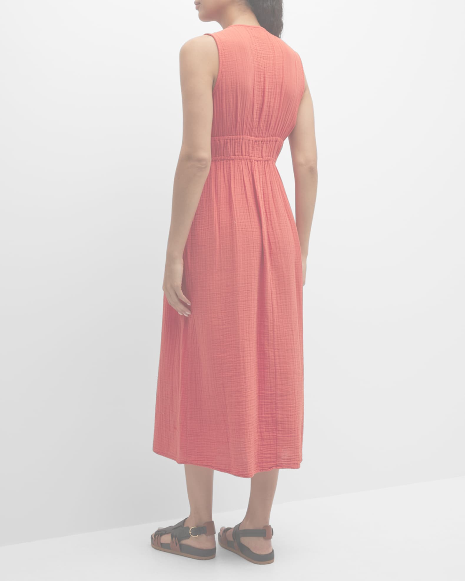 Xirena Arwen Sleeveless Cotton Gauze Empire Midi Dress | Neiman Marcus