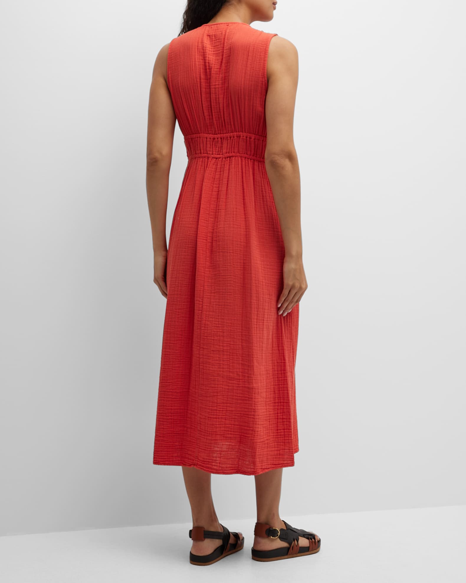 Xirena Arwen Sleeveless Cotton Gauze Empire Midi Dress | Neiman Marcus