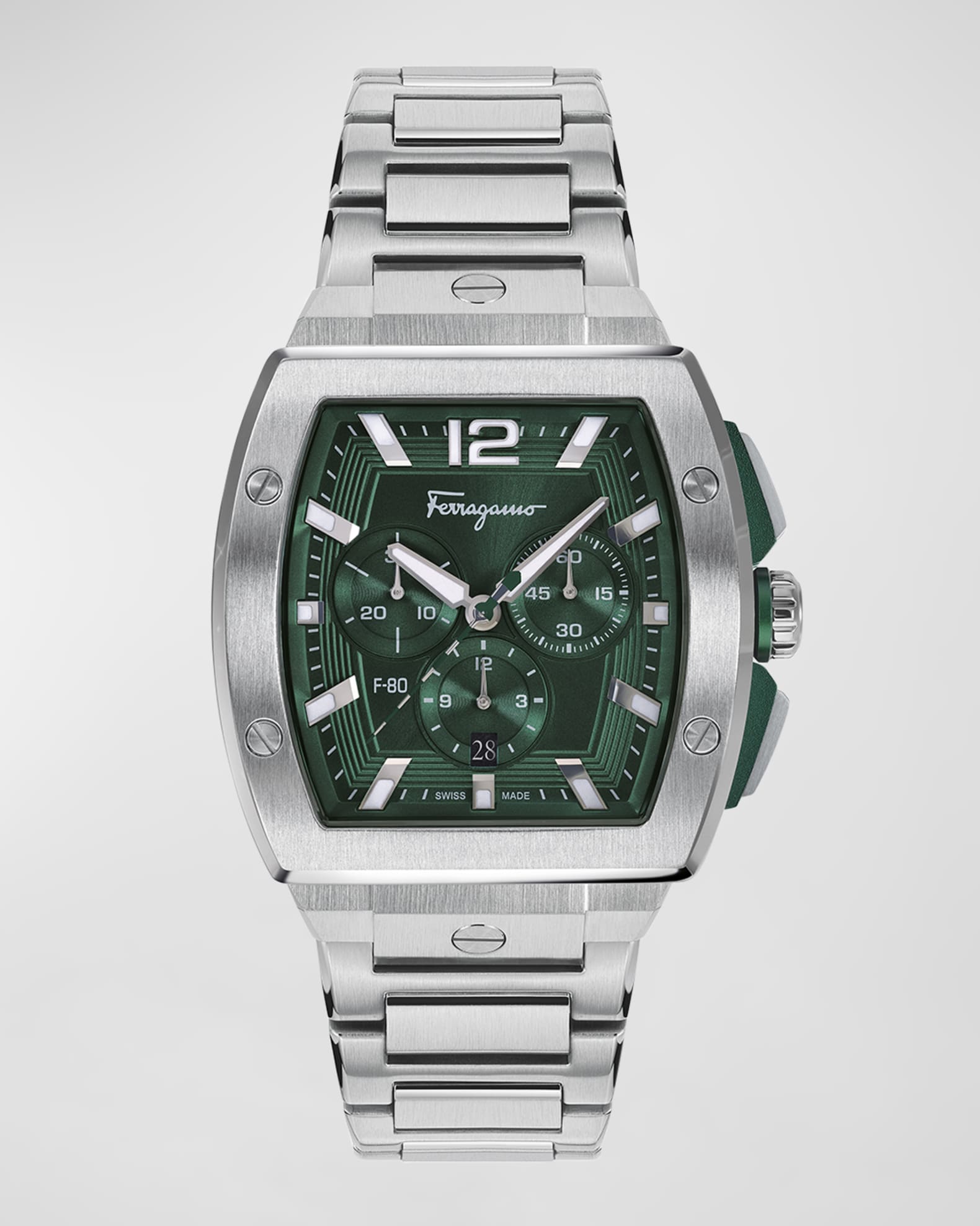 Ferragamo Men's F-80 Tonneau Chronograph Bracelet Watch | Neiman Marcus