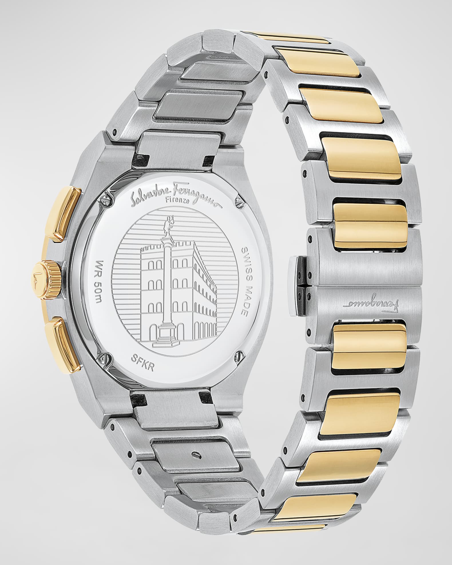 Ferragamo Men's Elliptical Two-Tone Chronograph Bracelet Watch, 38mm ...