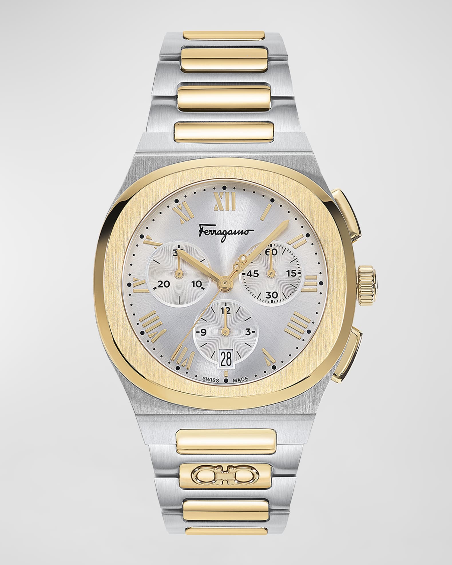 Ferragamo Men's Elliptical Two-Tone Chronograph Bracelet Watch, 38mm ...
