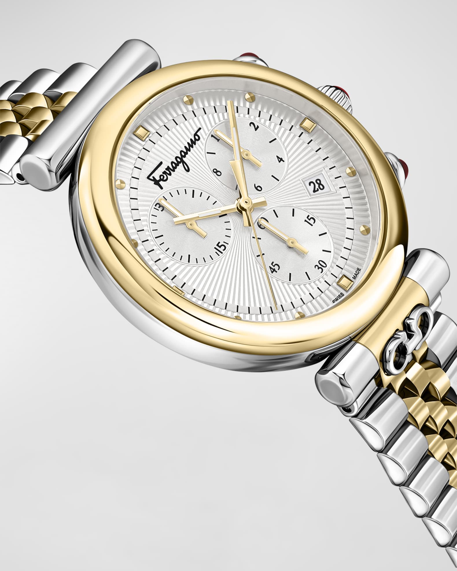 Ferragamo 40mm Ferragamo Ora Chronograph Watch, Two-Tone | Neiman Marcus