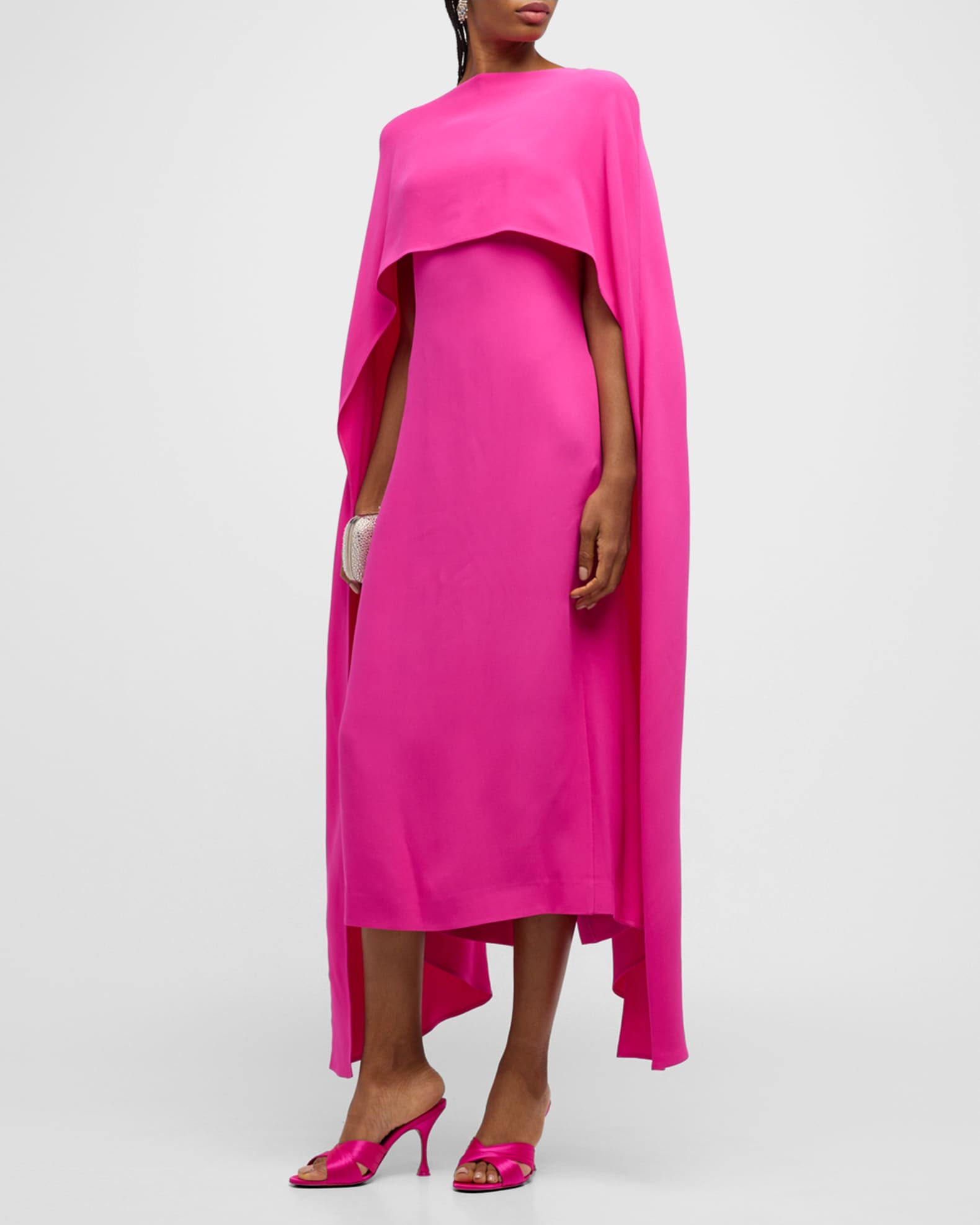 Valentino Garavani Cady Couture Sheath Dress with Cape Sleeves | Neiman ...