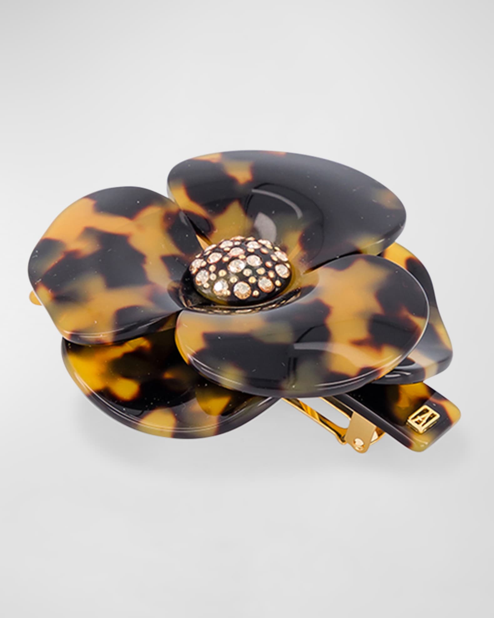 Alexandre de Paris Camelia Tortoise Flower Barrette | Neiman Marcus