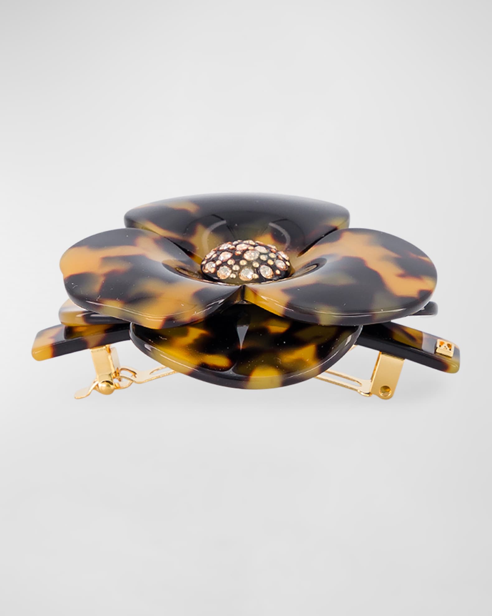 Alexandre de Paris Camelia Tortoise Flower Barrette | Neiman Marcus