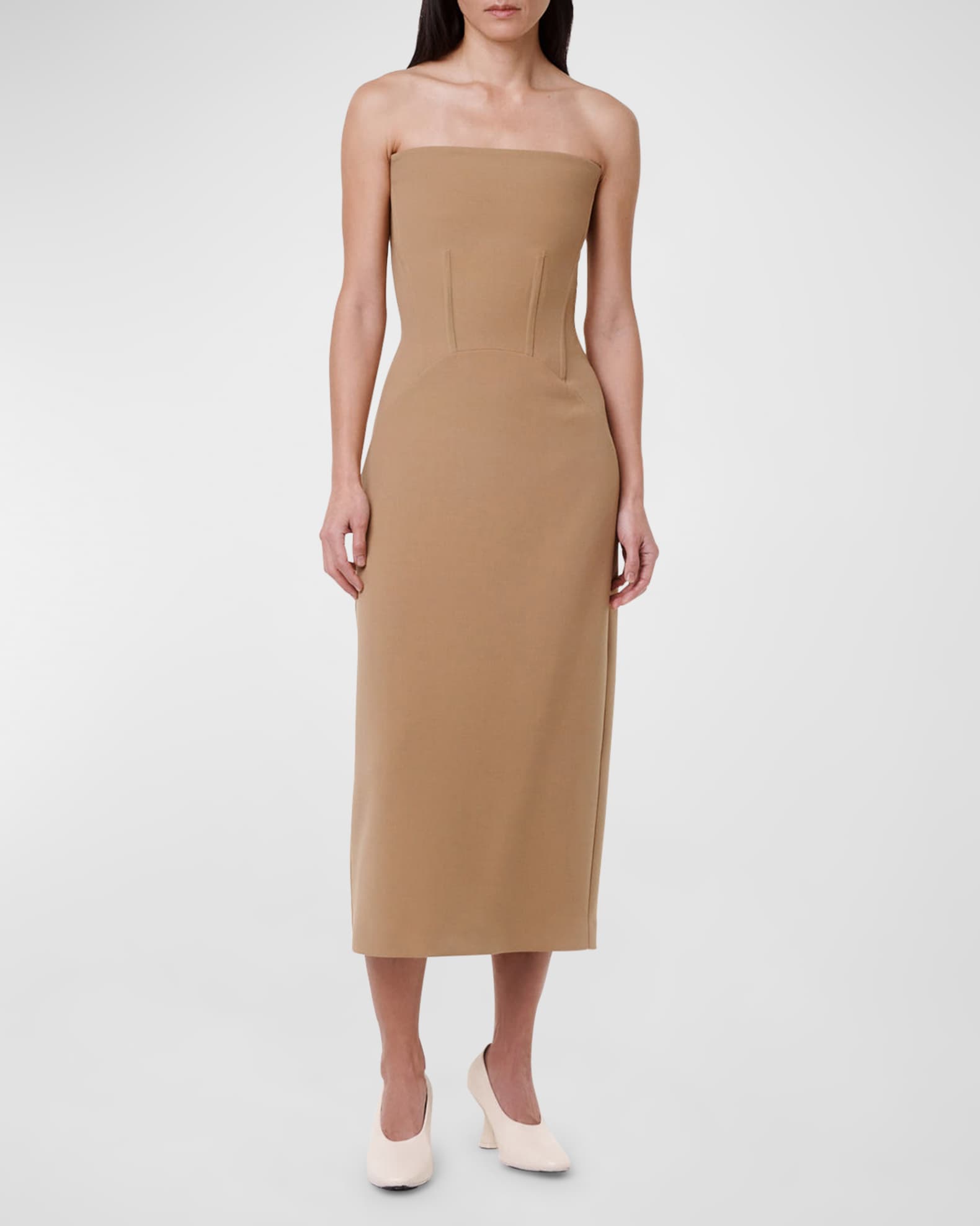 Another Tomorrow Doppio Structured Wool Midi Dress | Neiman Marcus