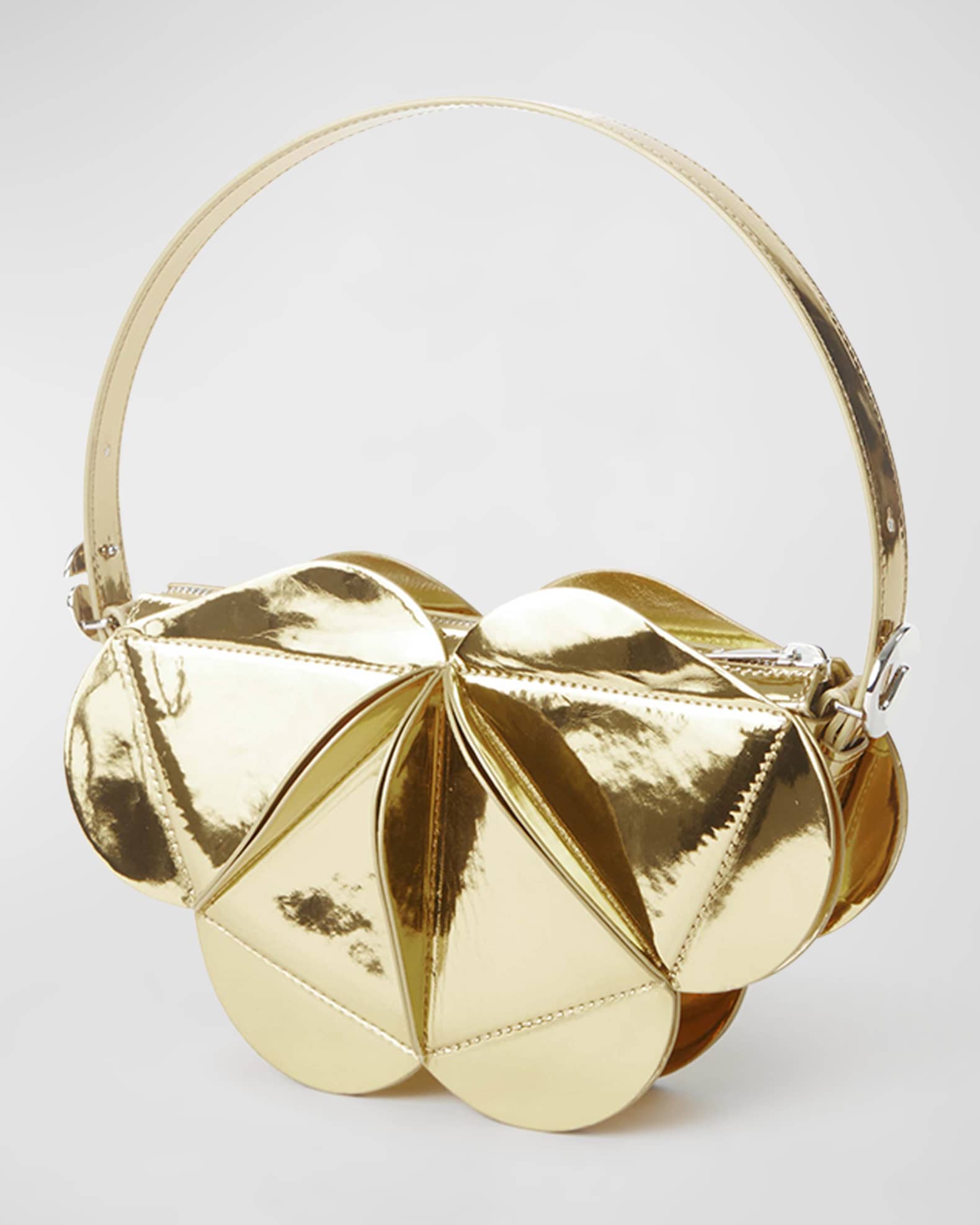 Coperni Origami Metalic Faux-Leather Top-Handle Bag | Neiman Marcus