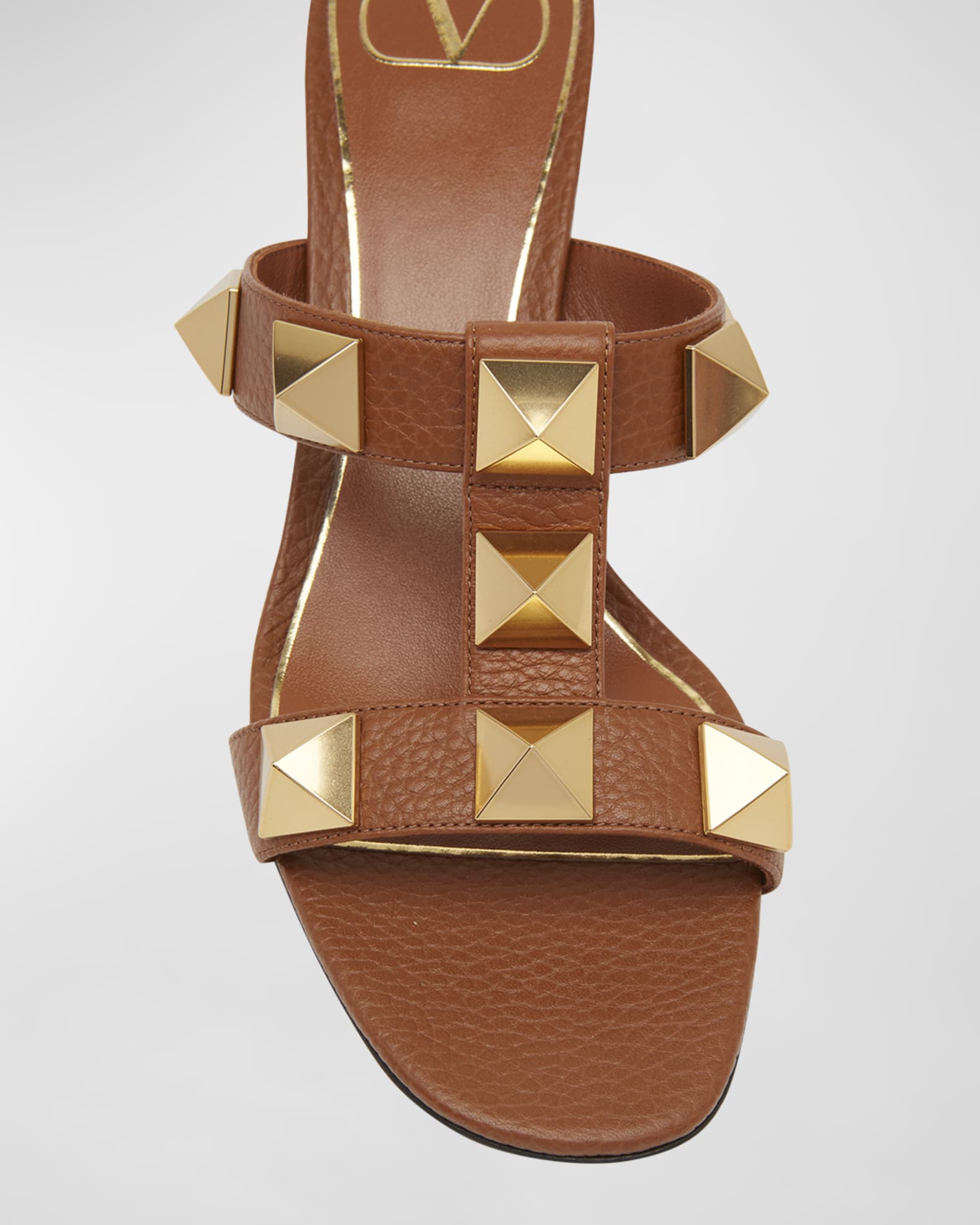 Valentino Garavani Roman Stud Caged Leather Slide Sandals | Neiman Marcus