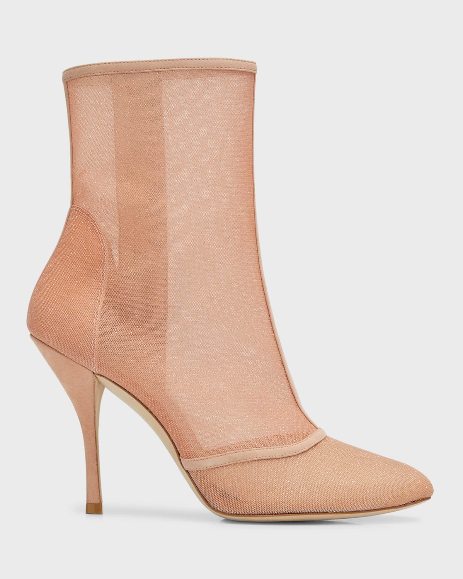 Stuart Weitzman Noche Glitter Mesh Ankle Booties | Neiman Marcus