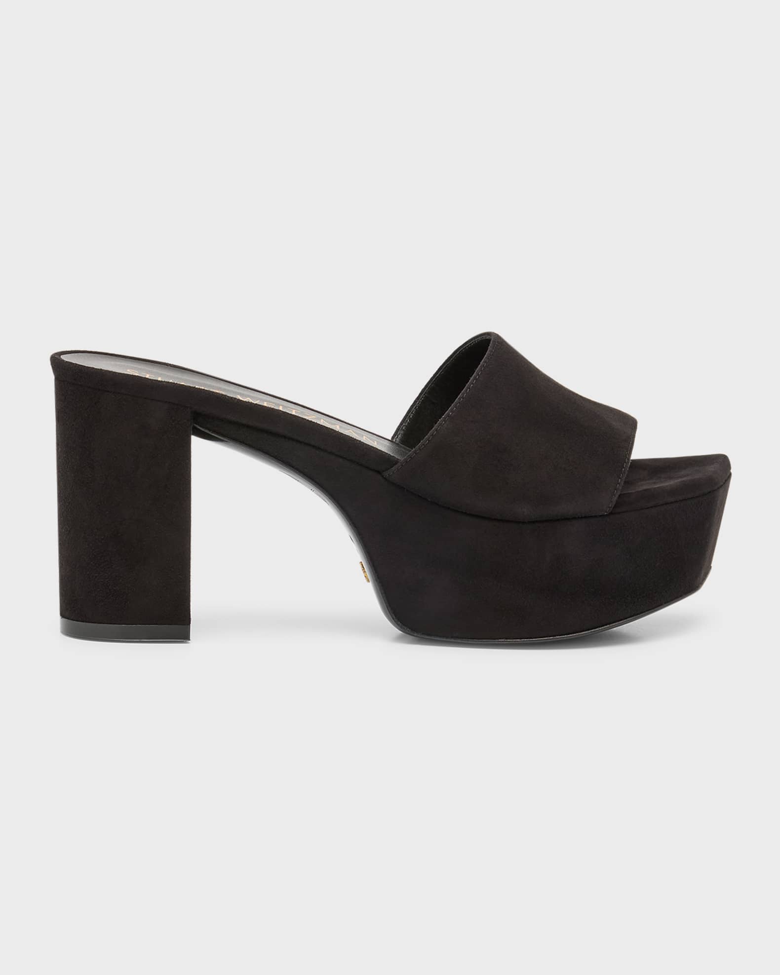 Square High Suede Platform Sandals | Neiman Marcus