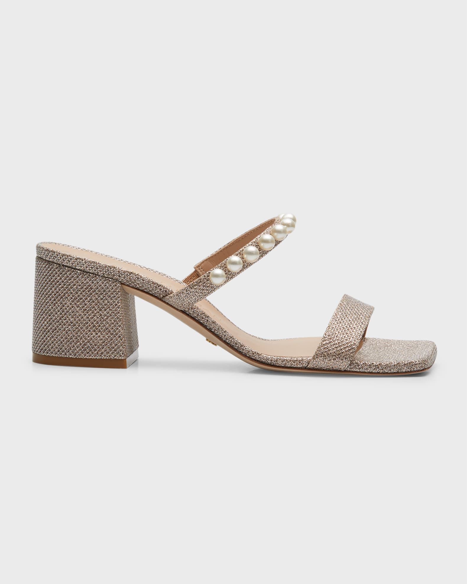 Stuart Weitzman Goldie Pearly Metallic Slide Sandals | Neiman Marcus