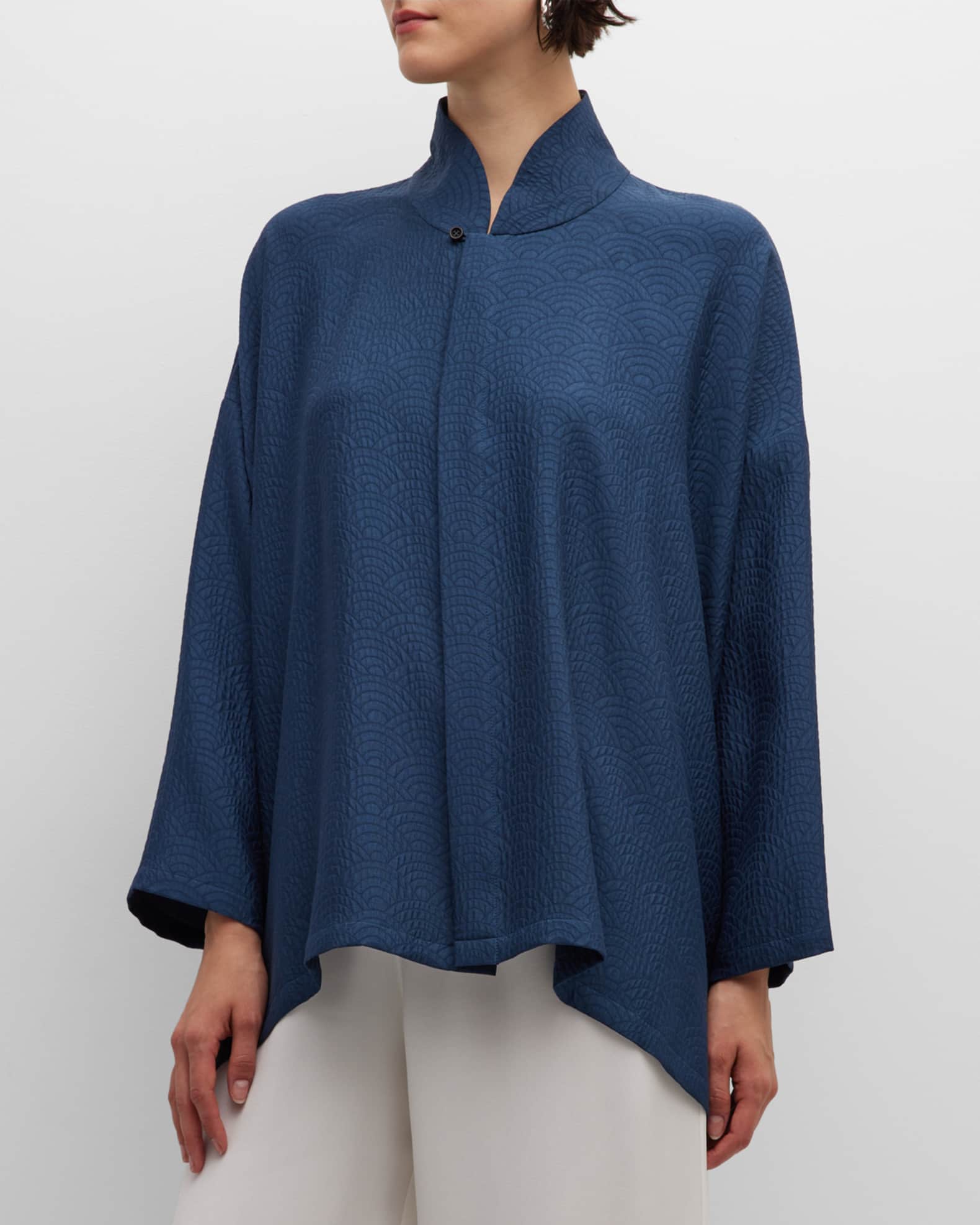 Eskandar Wide A-Line Shirt with Mandarin Collar (Mid-Plus) | Neiman Marcus