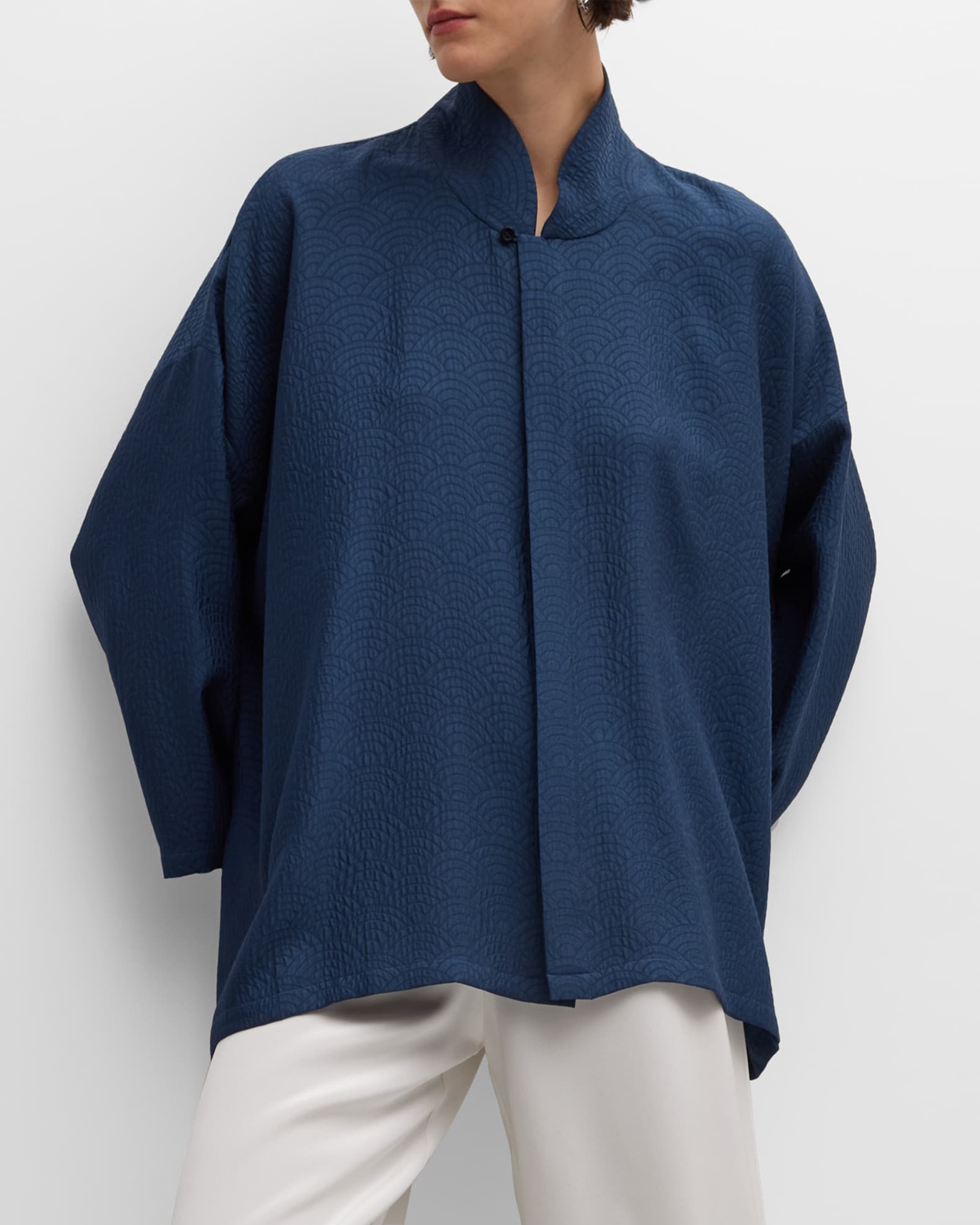 Eskandar Wide A-Line Shirt with Mandarin Collar (Mid-Plus) | Neiman Marcus