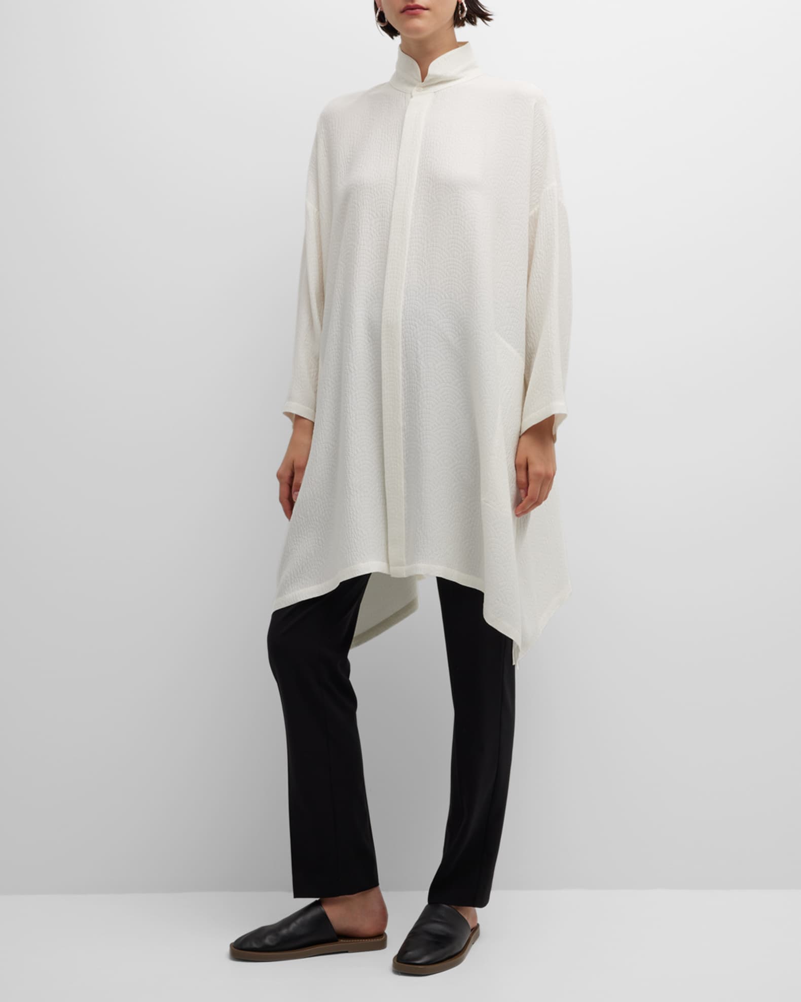 Eskandar Wide A-Line Double Stand Collar Shirt (Very Long) | Neiman Marcus